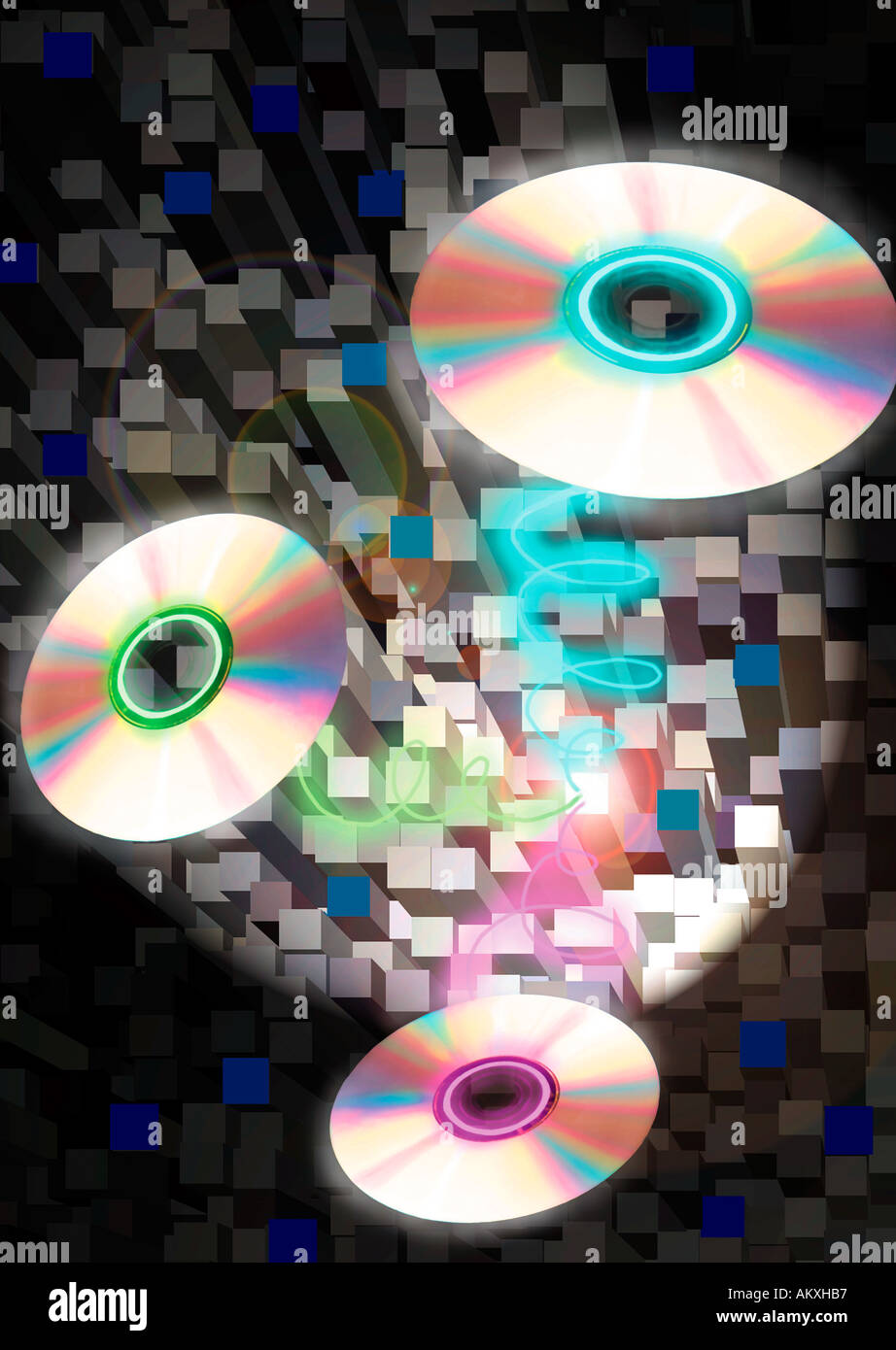 compact disks cd s floating in space concept abstract photo ...
