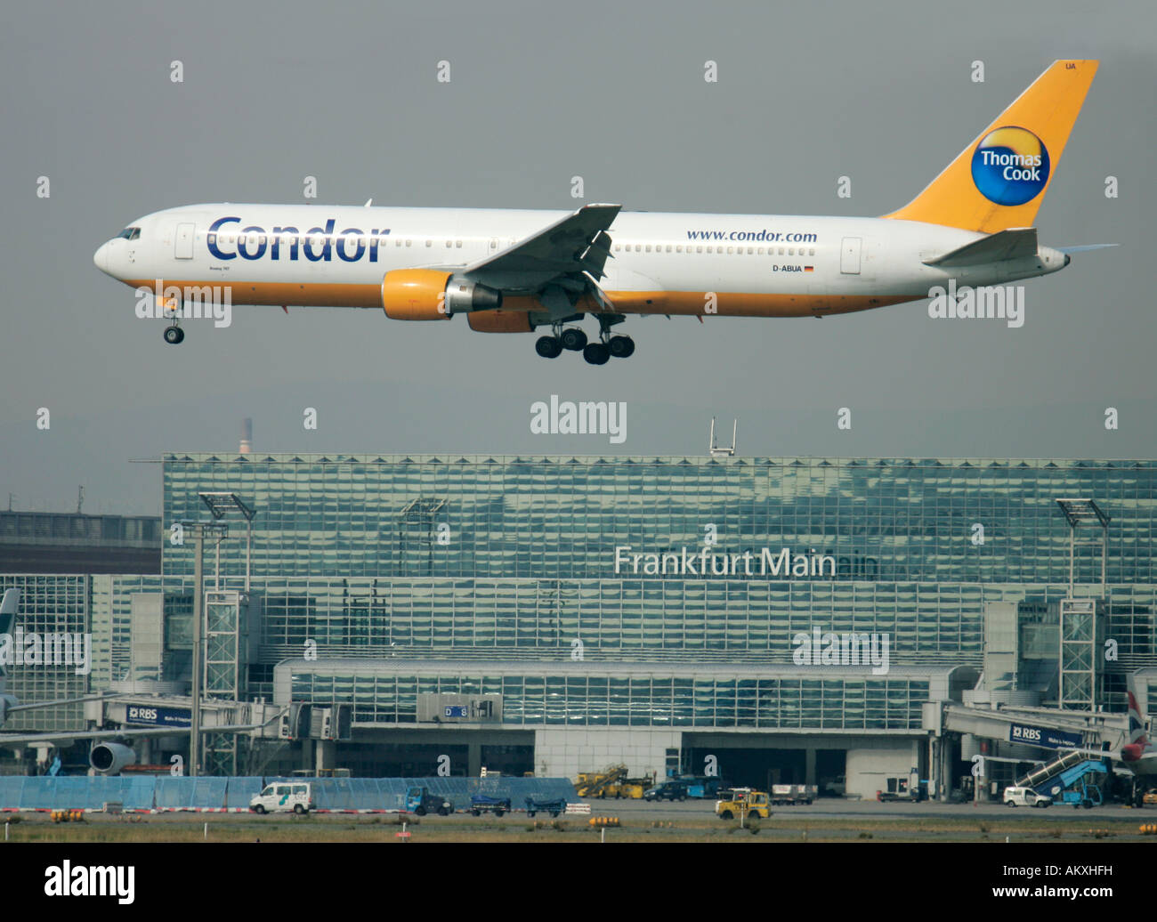 Boeing 767 is landing at Frankfurt Airport, Frankfurt, Hesse, Germany ...