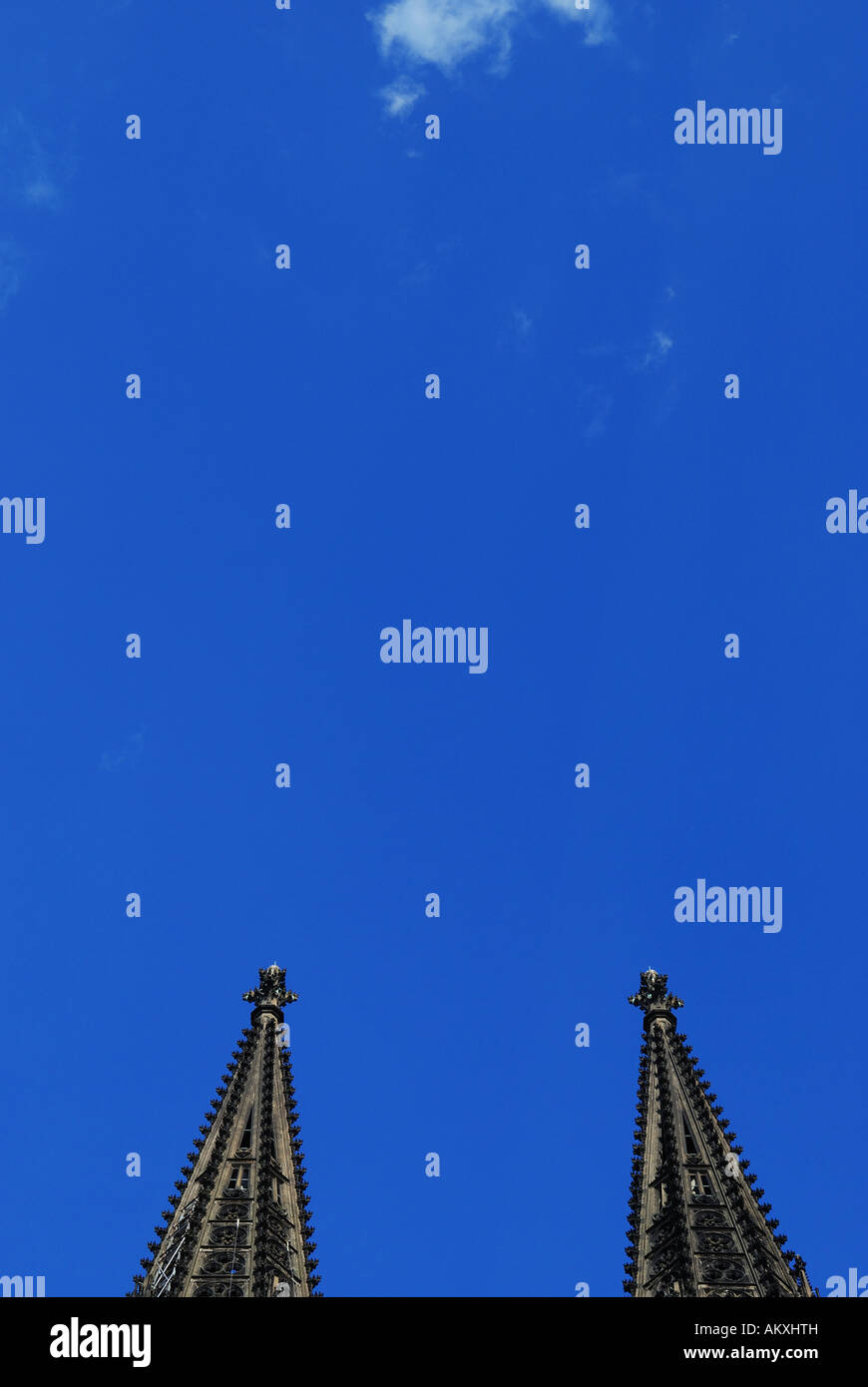 Spires of the Cologne Cathedral towers and blue sky, cologne, NRW ...