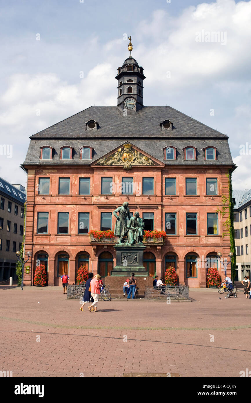 The Neustaedter town hall at the market square in Hanau, Hesse, Germany ...