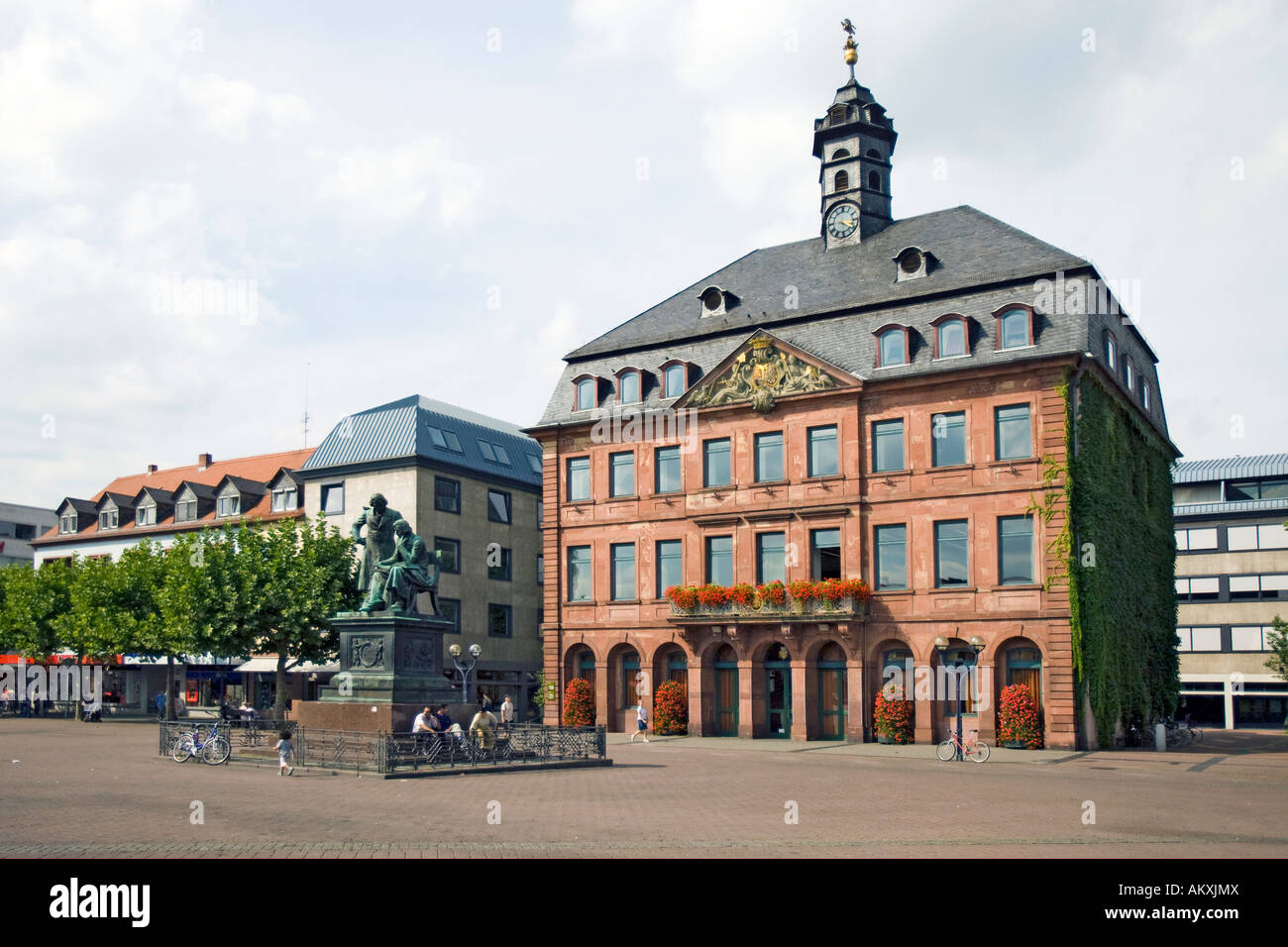 The Neustaedter town hall at the market square in Hanau, Hesse, Germany ...