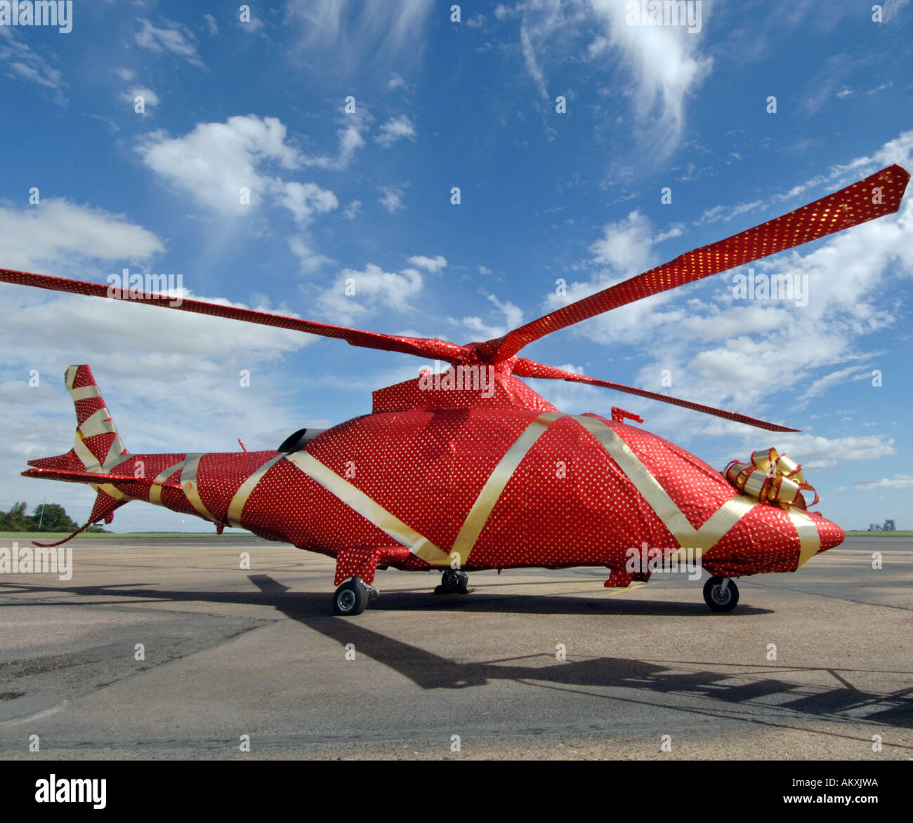 Can you guess what it is? A full size gift wrapped helicopter with a ...