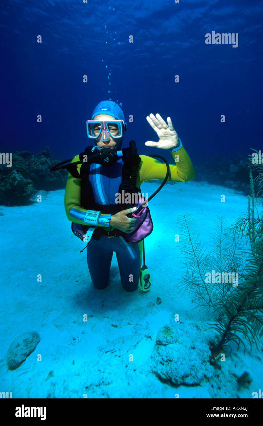 Underwater sign language " hold attention ", the Caribbean Stock Photo ...