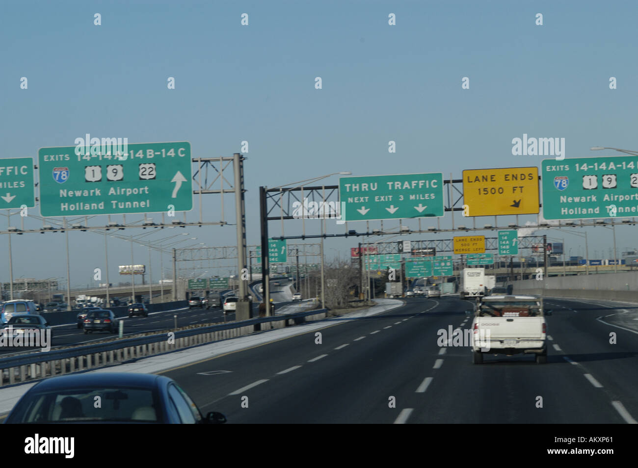 A view of a highway from a car Stock Photo - Alamy