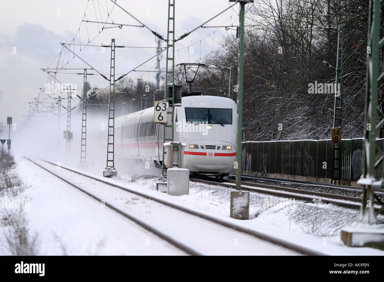 A Train in the snow Stock Photo - Alamy