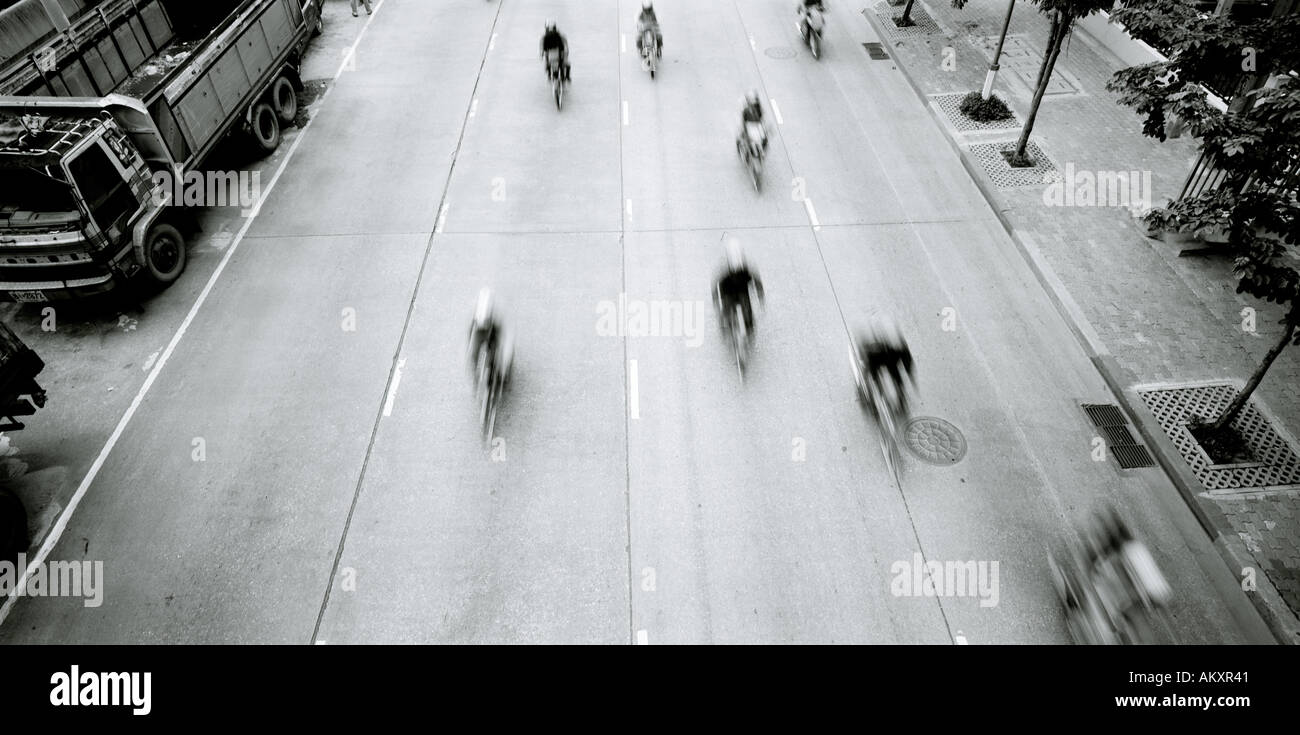 Traffic in Bangkok In Thailand in Far East Southeast Asia. Motorbike ...