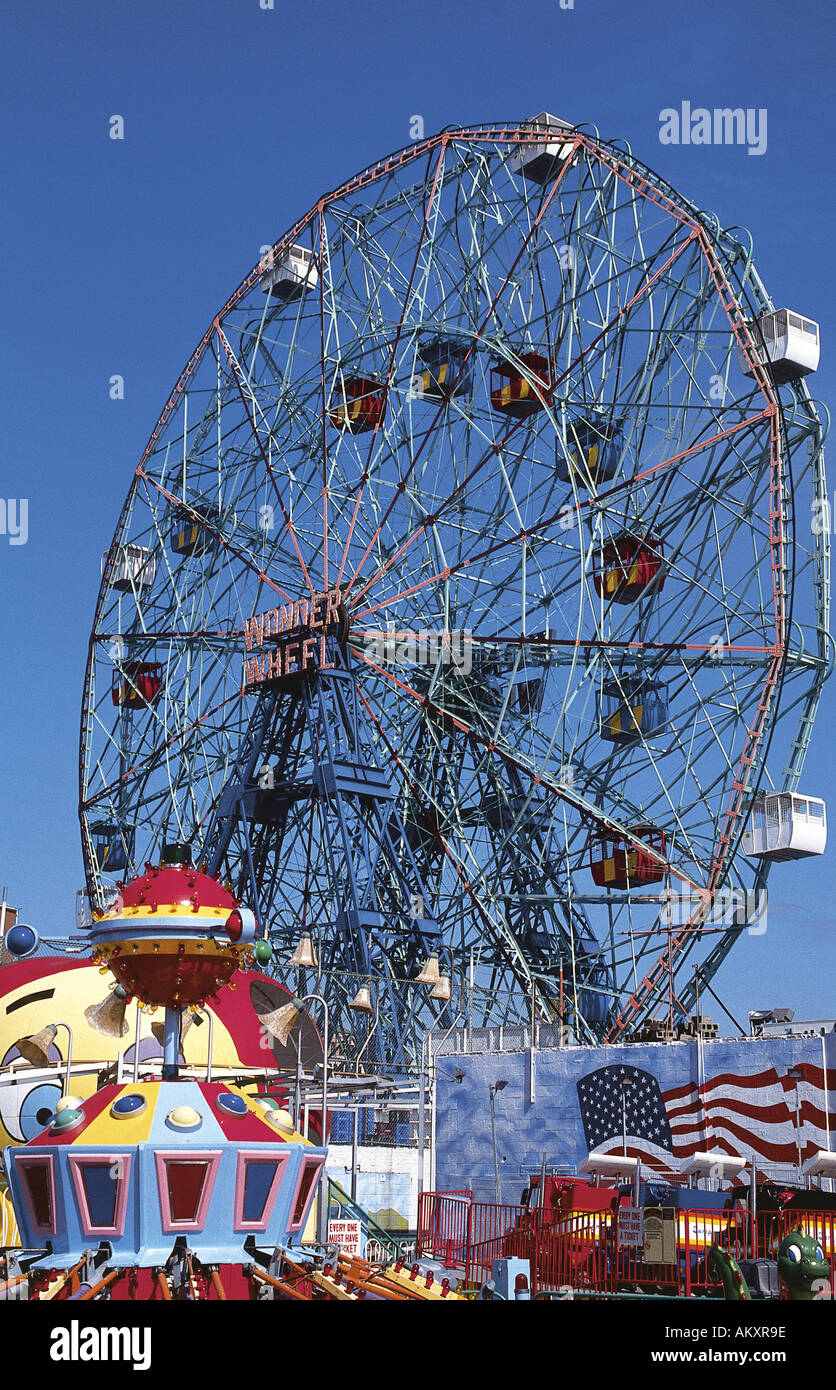 The big wheel in the fairground at Coney Island in Brooklyn which dates ...