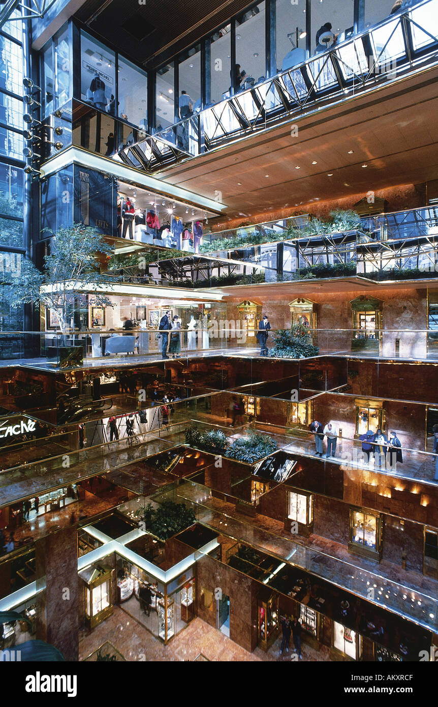 The glittering interior of Trump Tower its multi level galleries ...