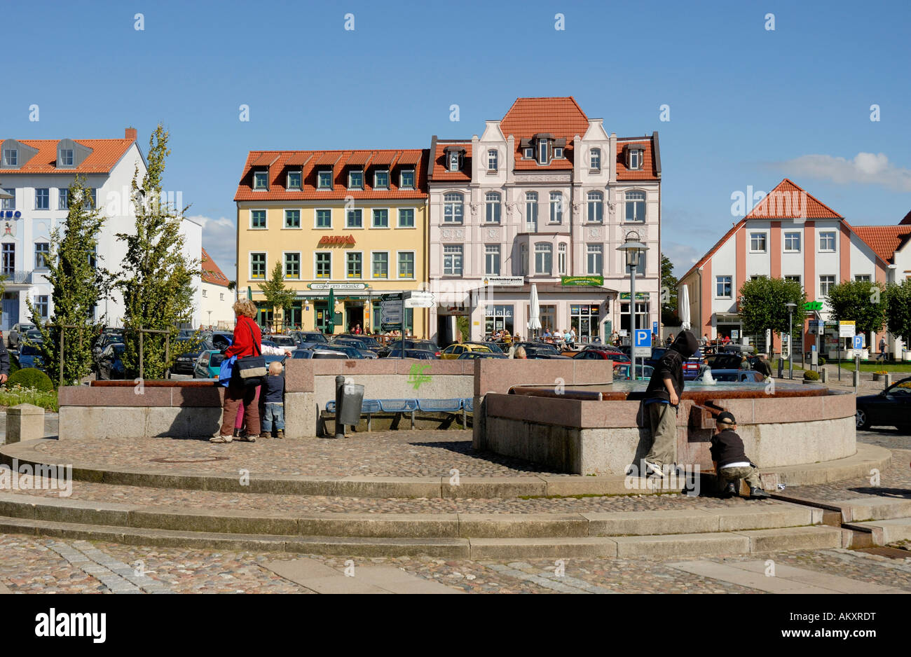 Market square of Bergen, Ruegen, Rugia, Mecklenburg-Western Pomerania ...