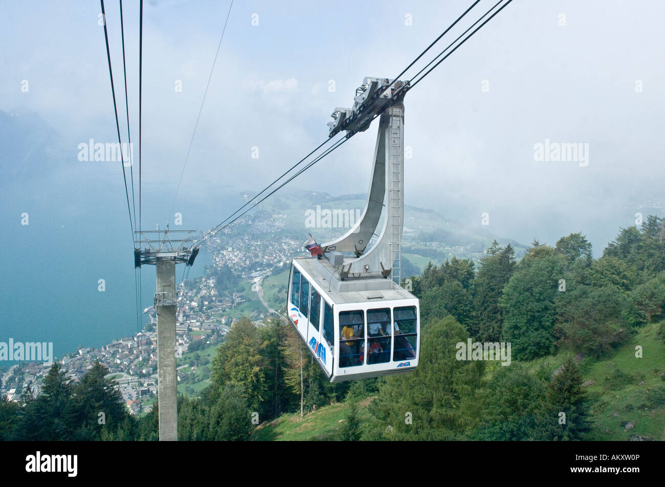 Ropeway Weggis, Lake Lucerne, Lucerne canton, Switzerland Stock Photo ...