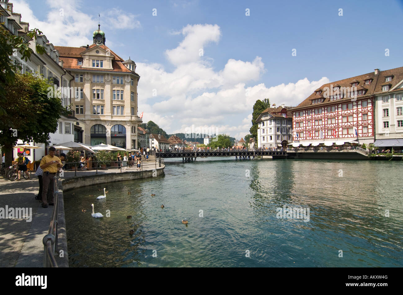 River promenade at the Reuss, Lucerne, Switzerland Stock Photo - Alamy