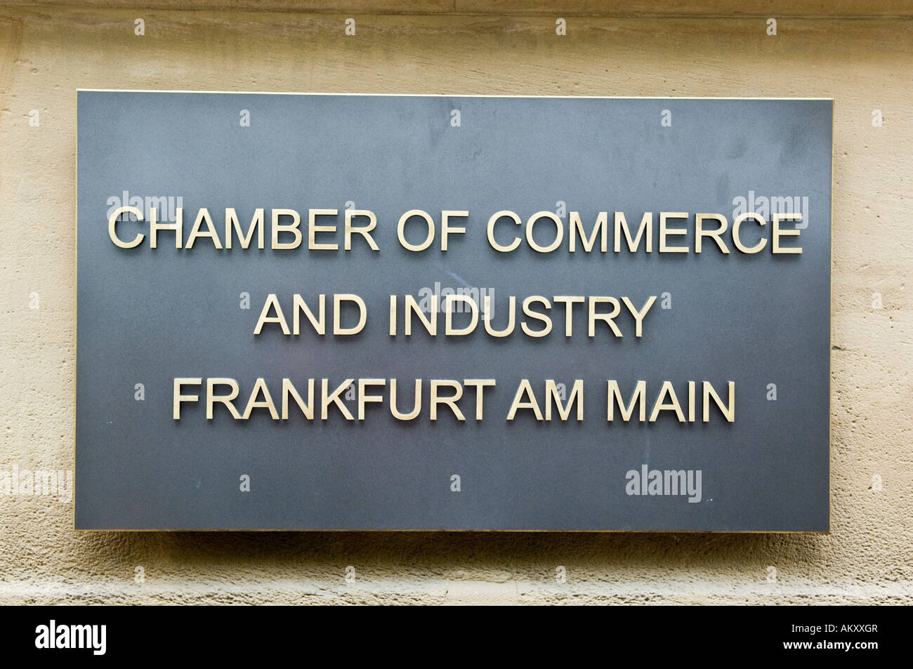 Signboard, Chamber of Commerce and Industry, Frankfurt, Hesse, Germany ...