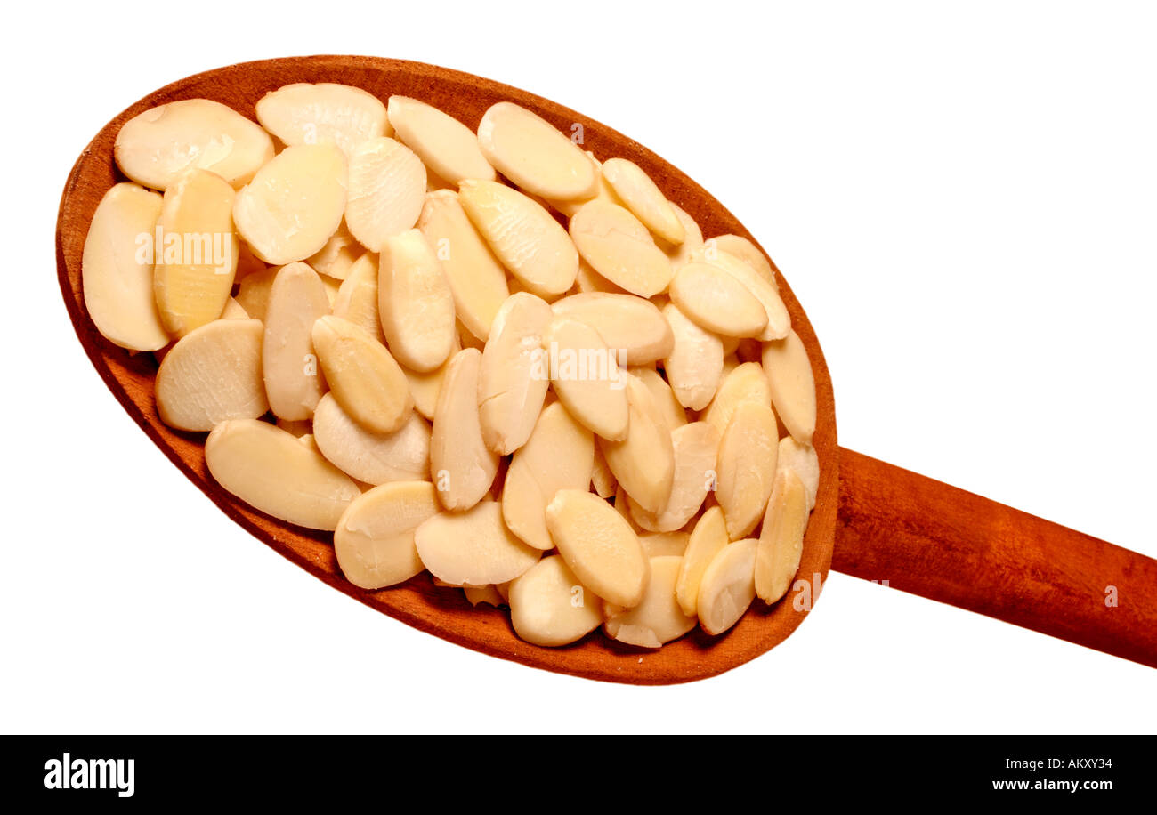 FLAKED ALMONDS ON SPOON CUT OUT Stock Photo - Alamy