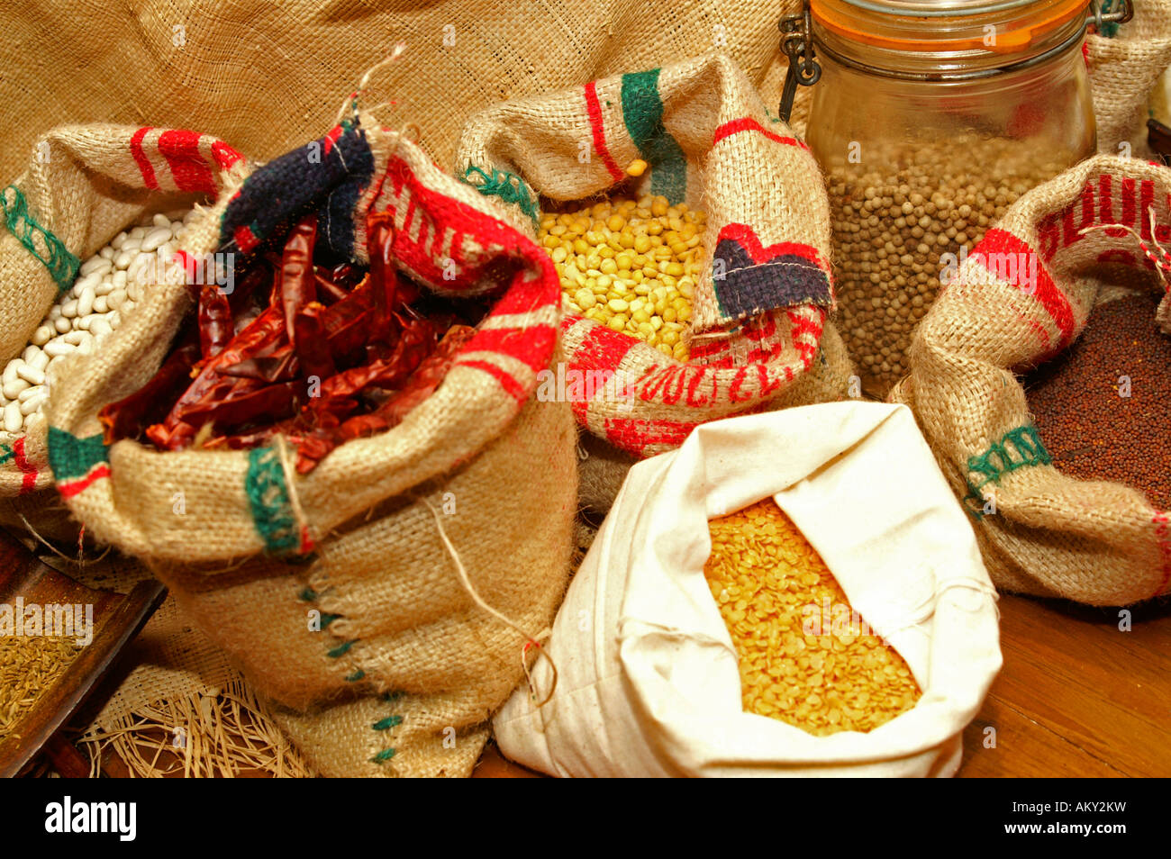 Various spices ( at the market of Port Louis, Mauritius, Mascarenes ...