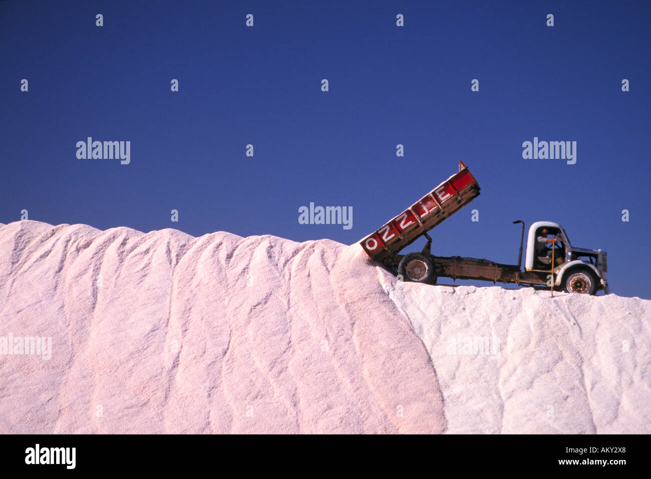 Harvesting salt Victoria, Australia Stock Photo - Alamy