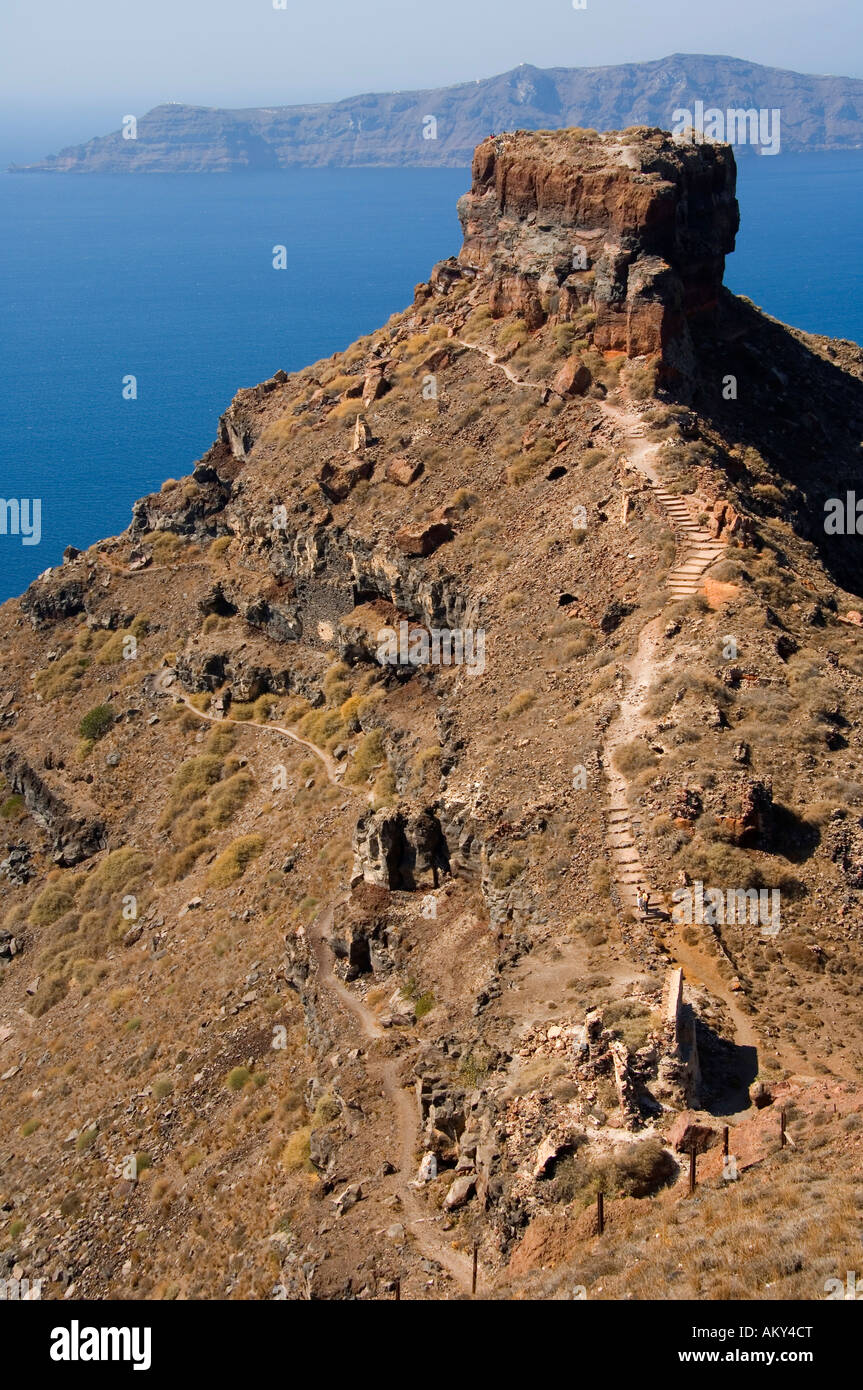Skaros Rock in front of the caldera, Santorini, Cyclades, Aegean Sea ...