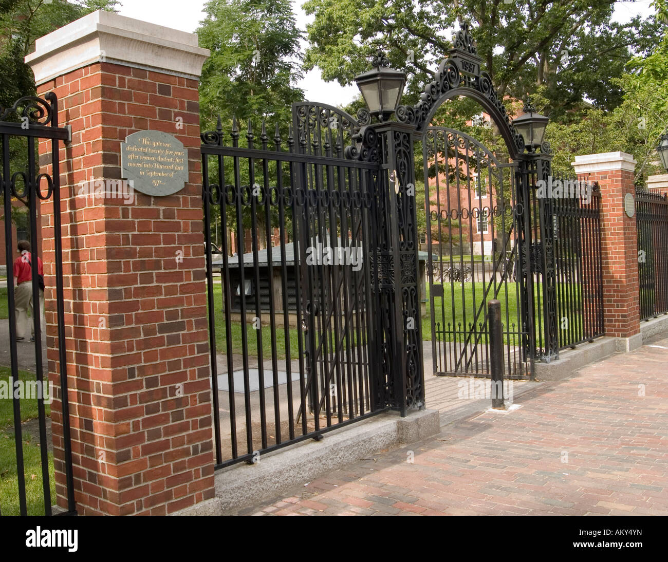 Black iron gates on the campus of Harvard University, Cambridge ...