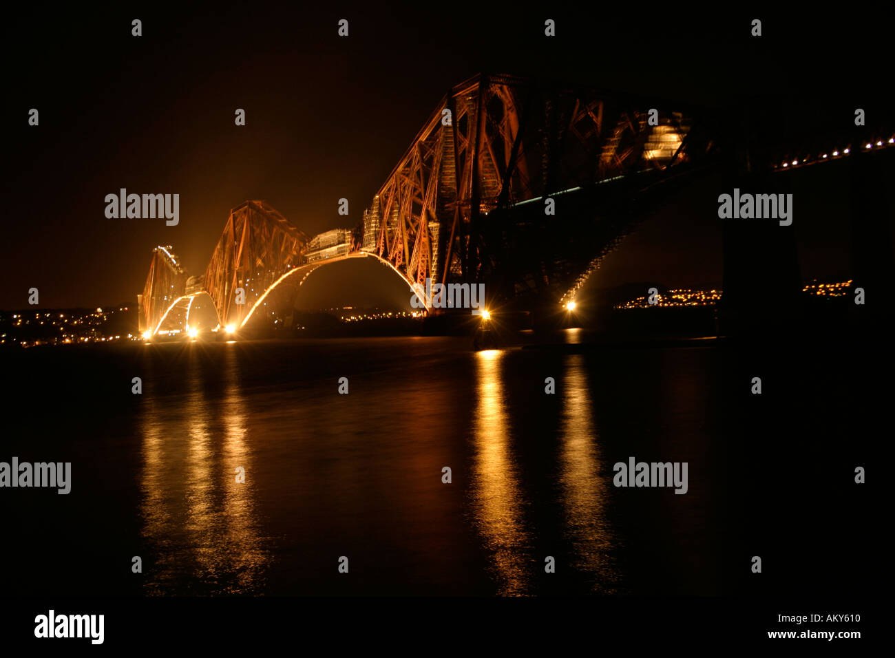 Forth Rail Bridge at Night Scotland Stock Photo - Alamy
