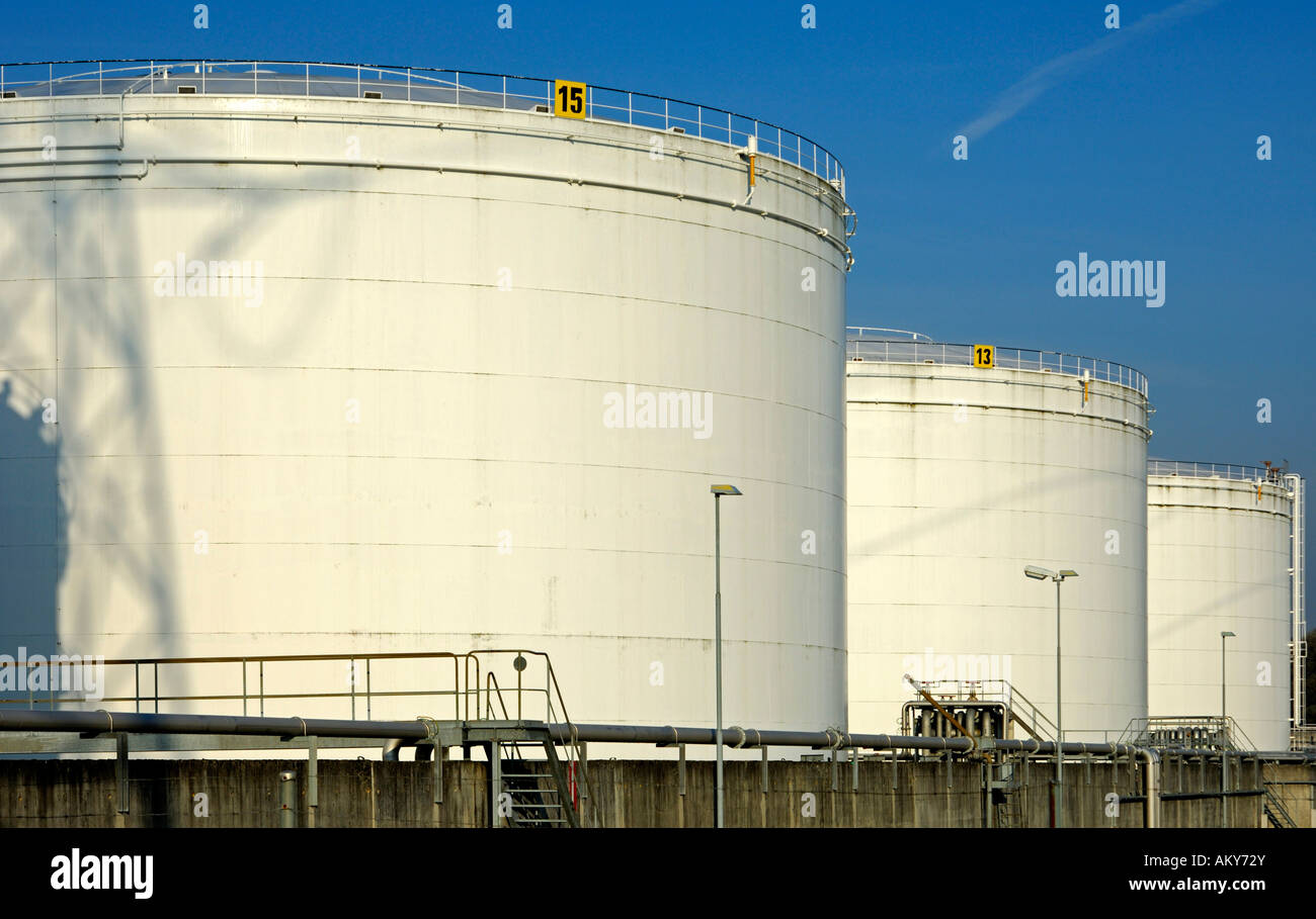 Gasoline tanks in an oil refinery Stock Photo - Alamy