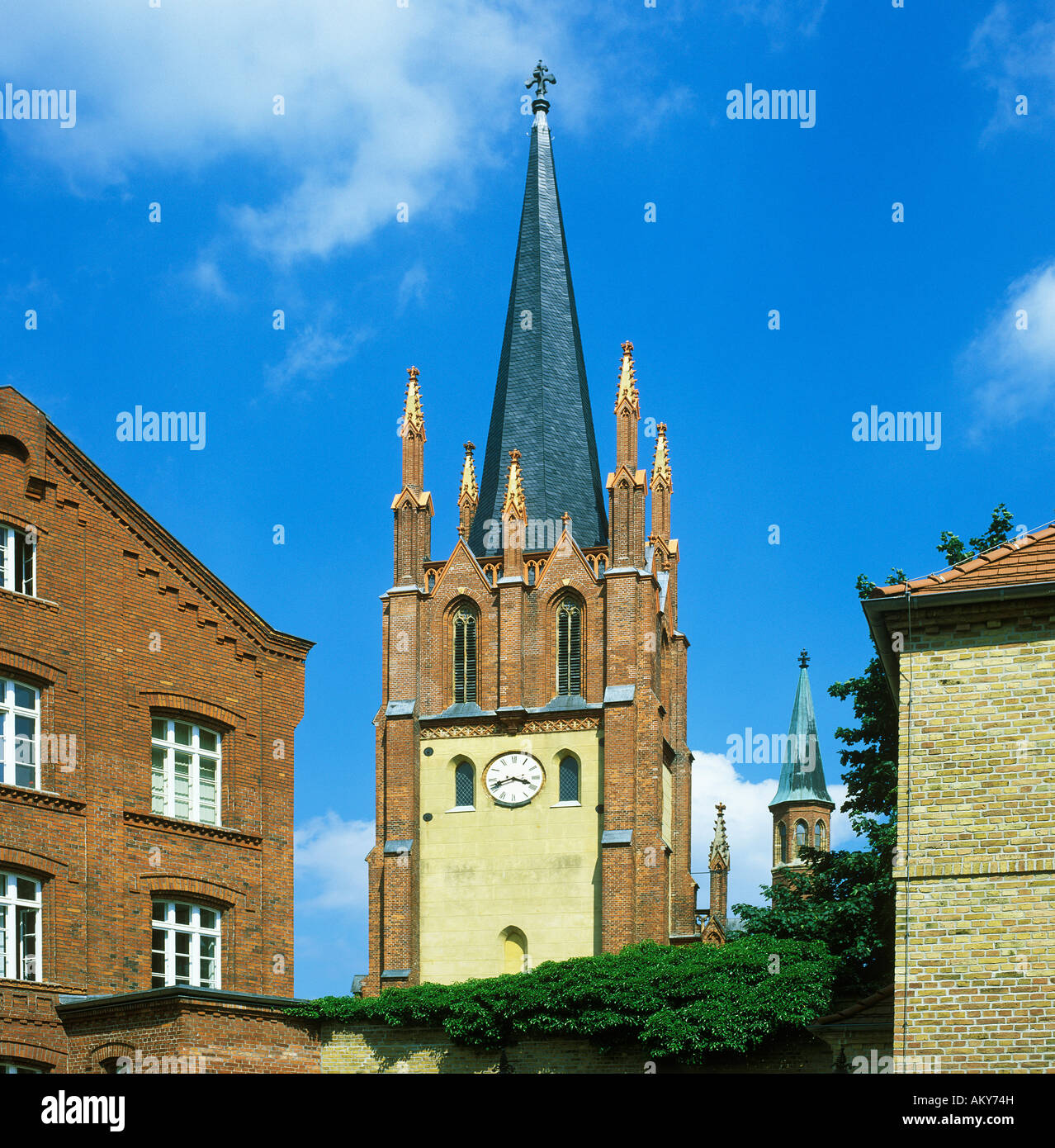 Werder at the river Havel Brandenburg Germany town church from 1857 ...