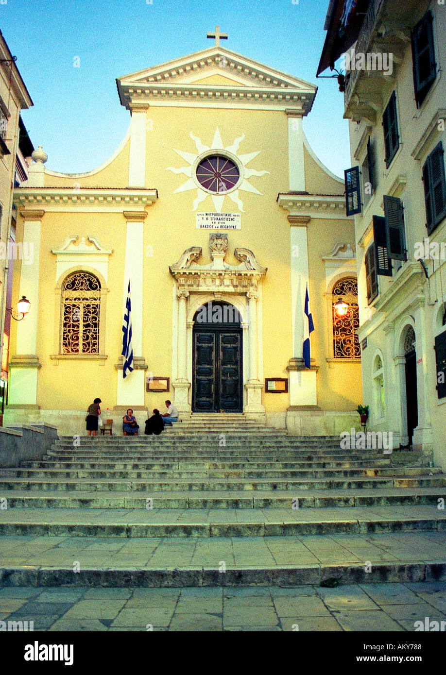 Cathedral of the panagia spiliotissa corfu town corfu travel evening hi ...