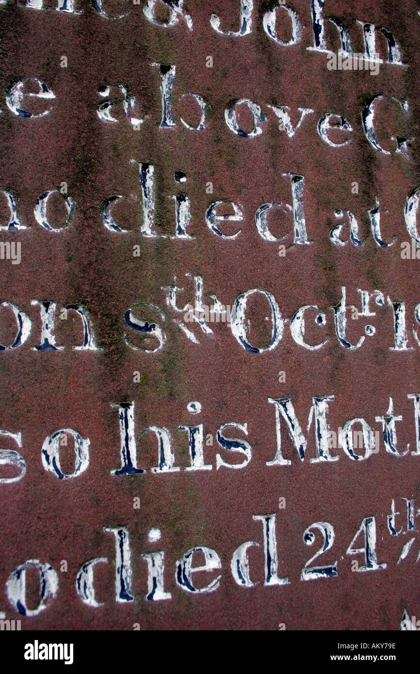 Inscription on gravestone Stock Photo - Alamy
