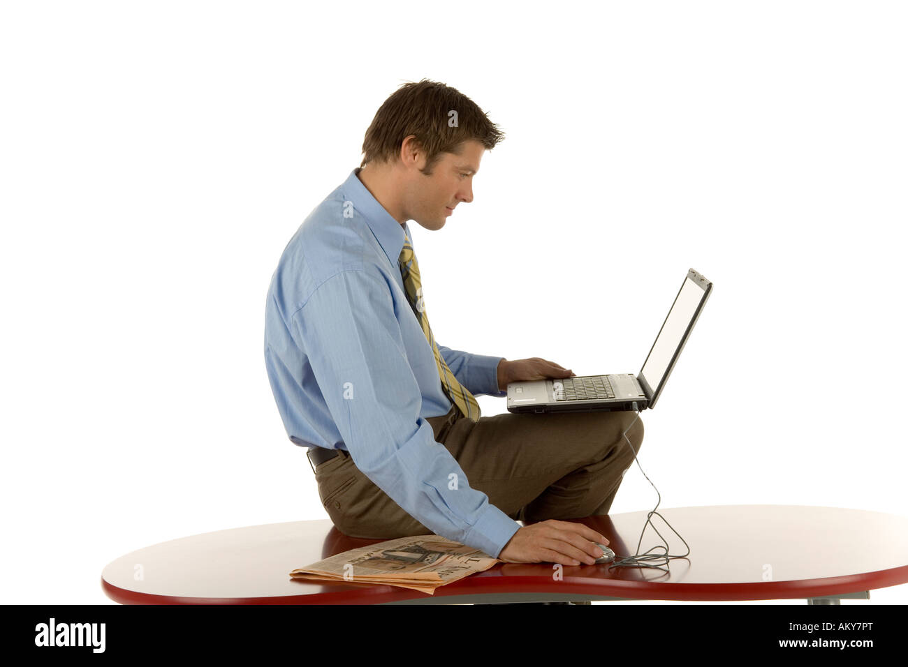 Businessman in white shirt working Cut Out Stock Images & Pictures - Alamy