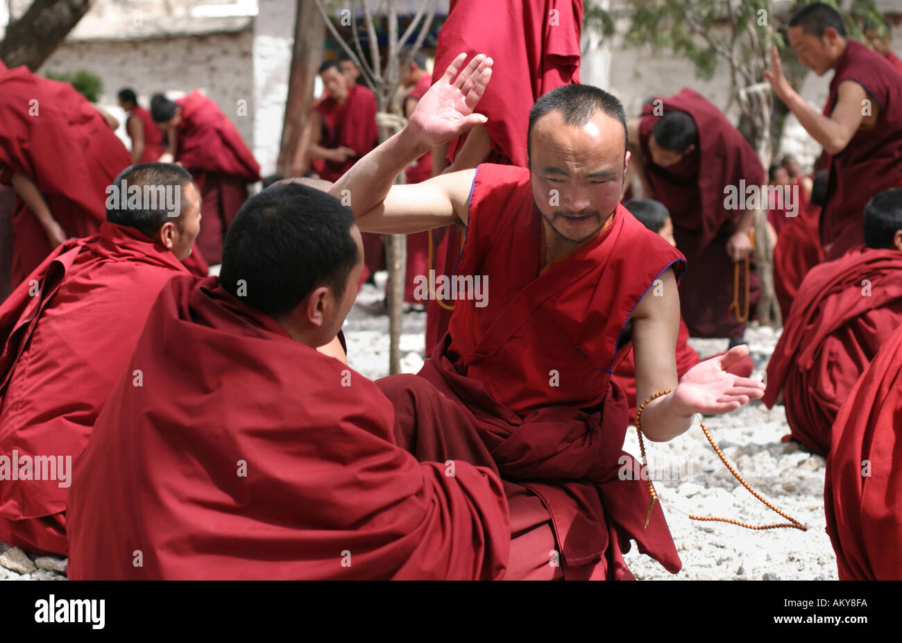 Buddhist monks debating Sera Monastery Lhasa Tibet Stock Photo - Alamy