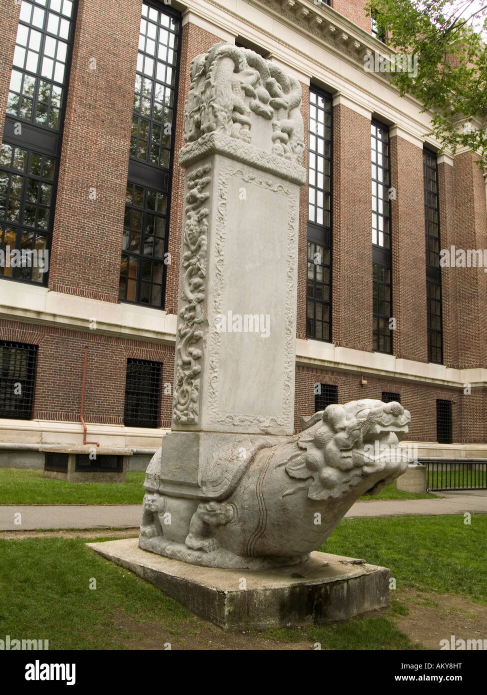 A statue situated on the campus at Harvard University, Cambridge ...