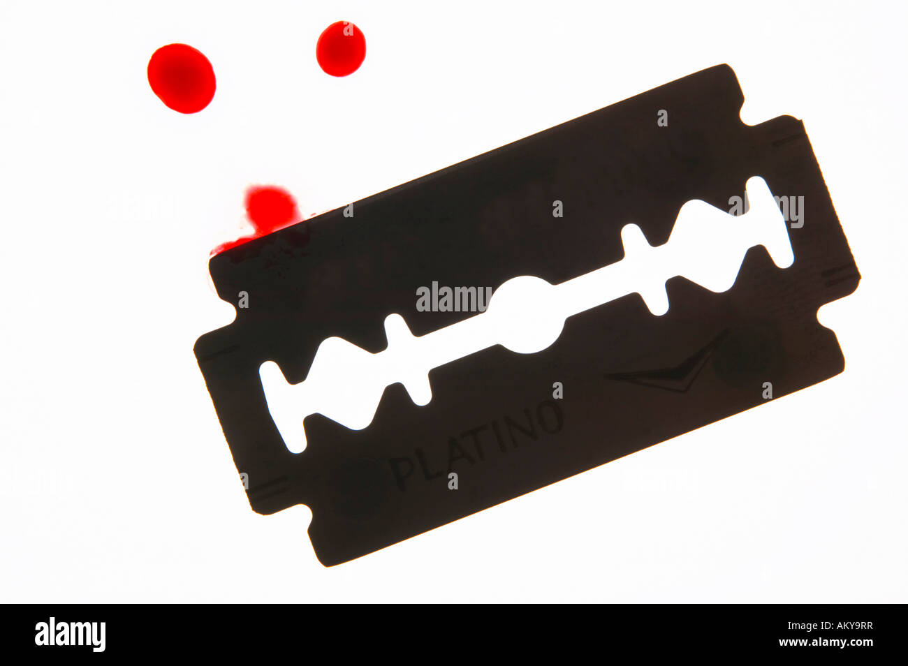 Razor blade with drops of blood, close-up Stock Photo - Alamy