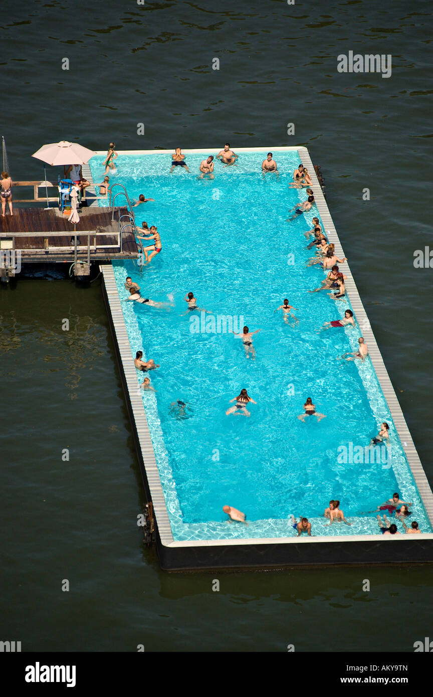 "Badeschiff", "bathing ship", public swimming pool, river Spree, Berlin ...