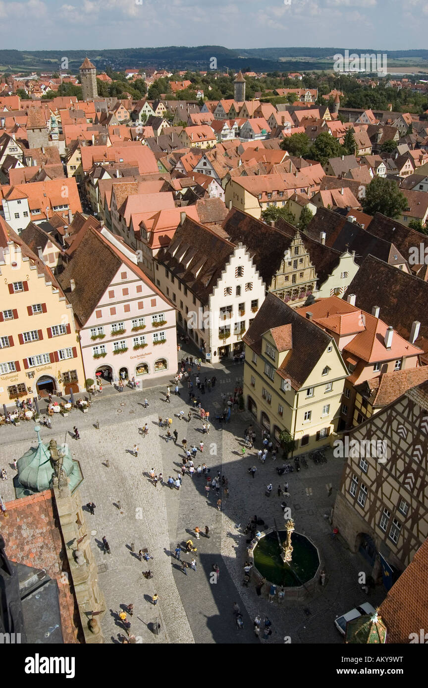 View of the Market Square, Rothenburg ob der Tauber, Bavaria, Germany ...