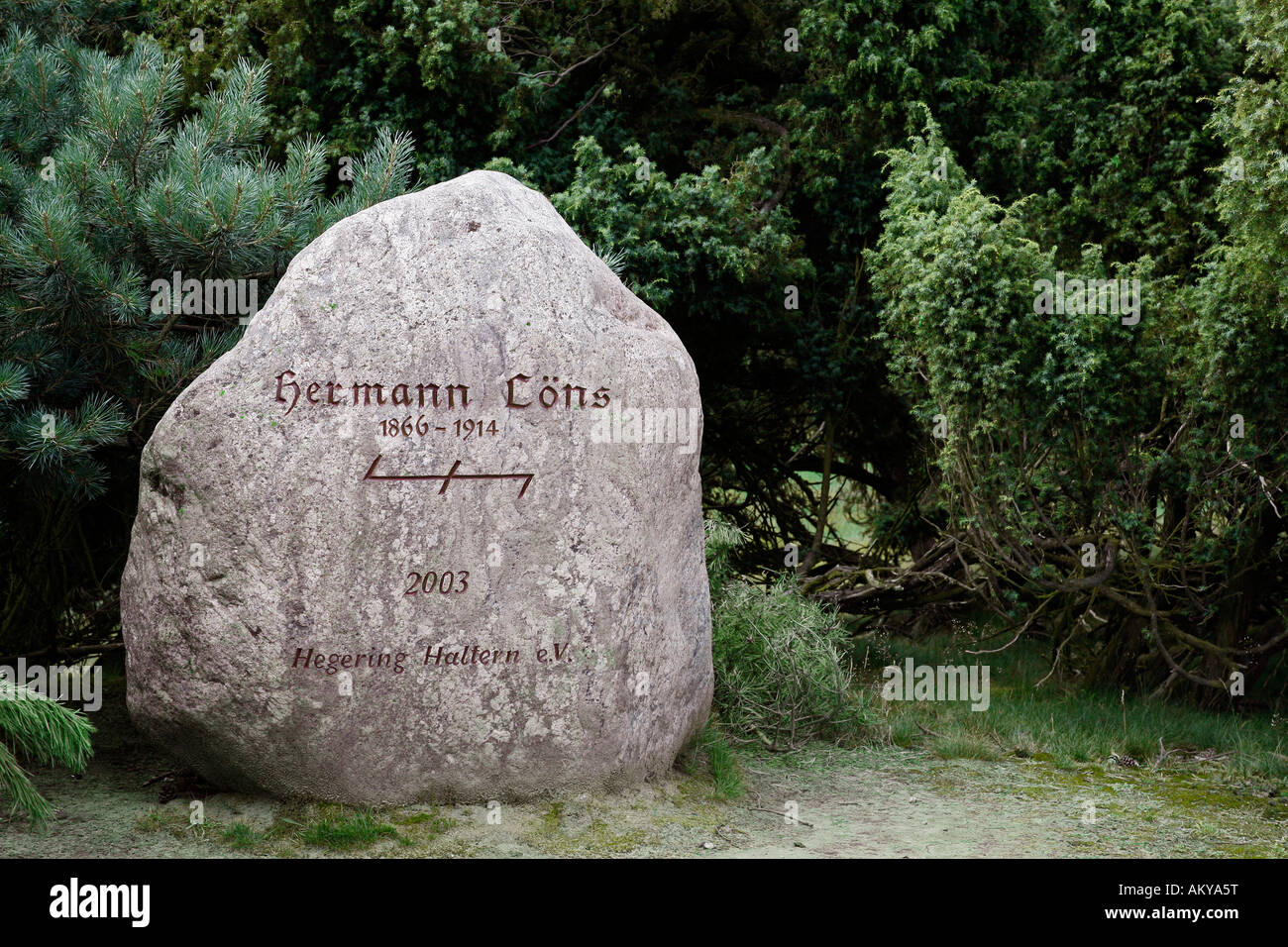 Memorial stone, Hermann Loens, german poet, writer, journalist, Germany ...