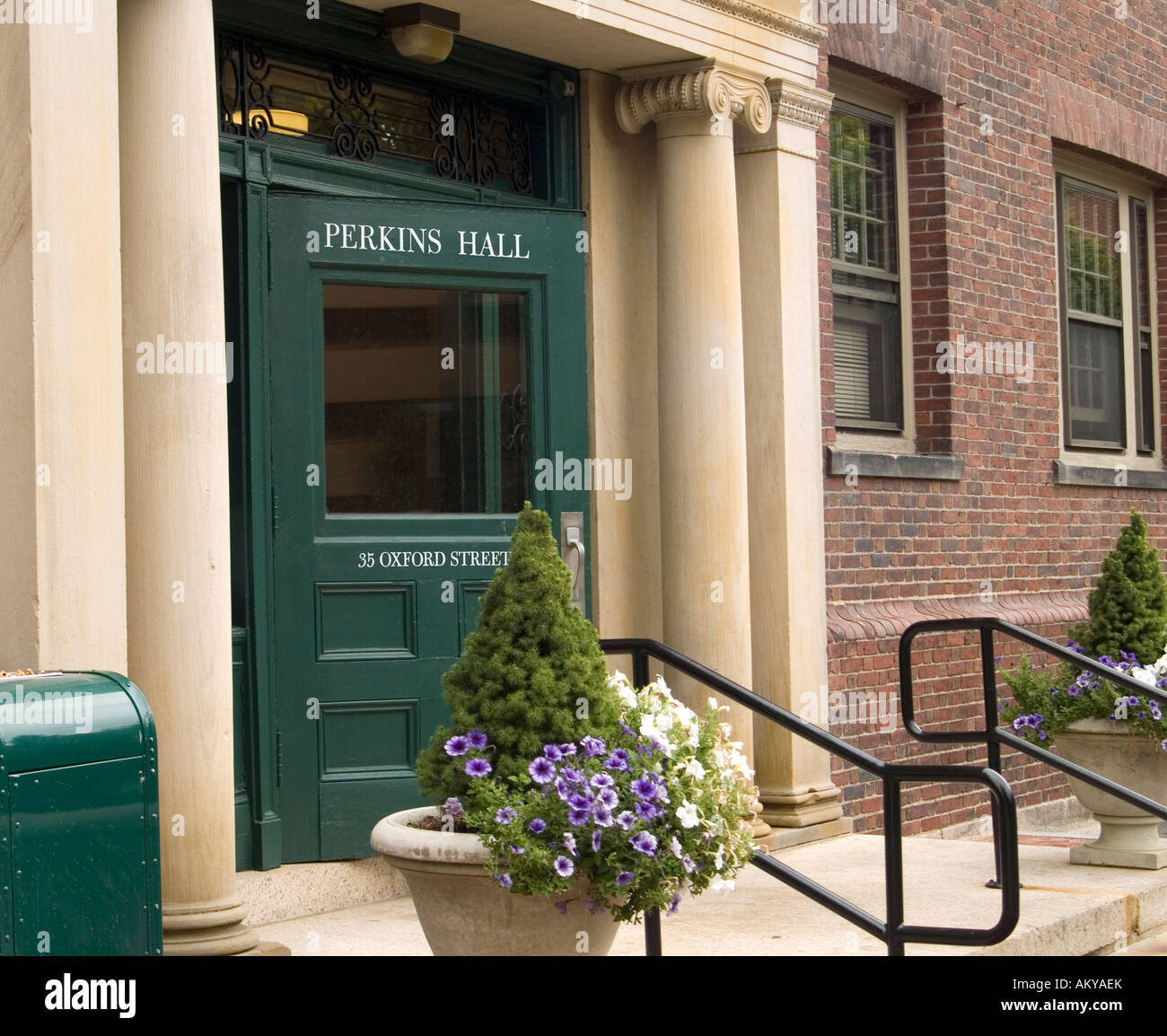 The entrance to Perkins Hall on the campus of Harvard University ...