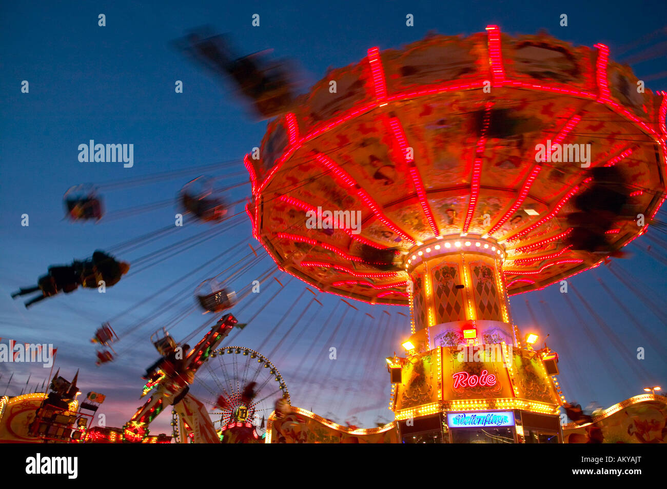 Chairoplane at night Stock Photo - Alamy