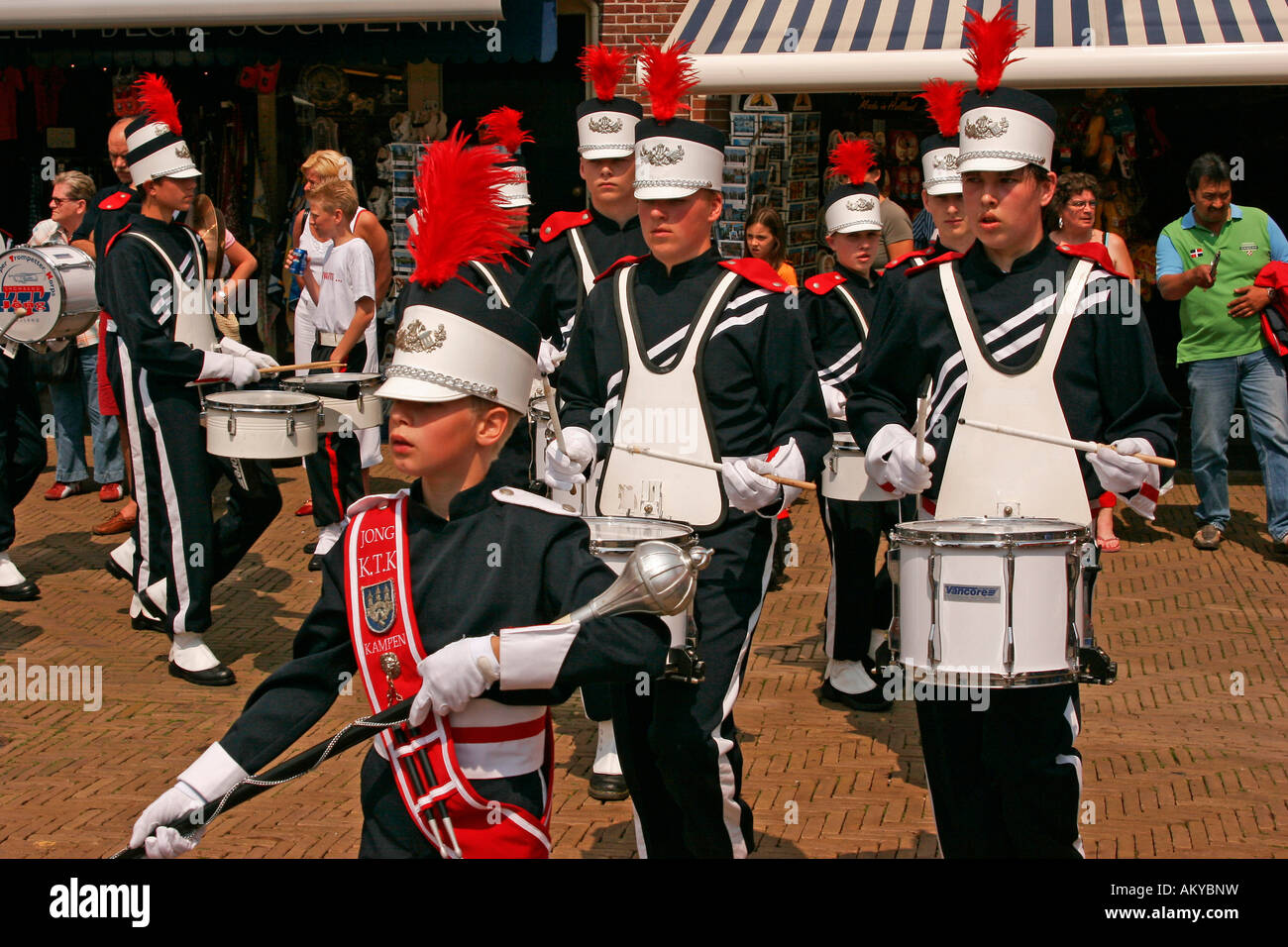 Parade with marching bands on the market square in Delft , Netherlands ...