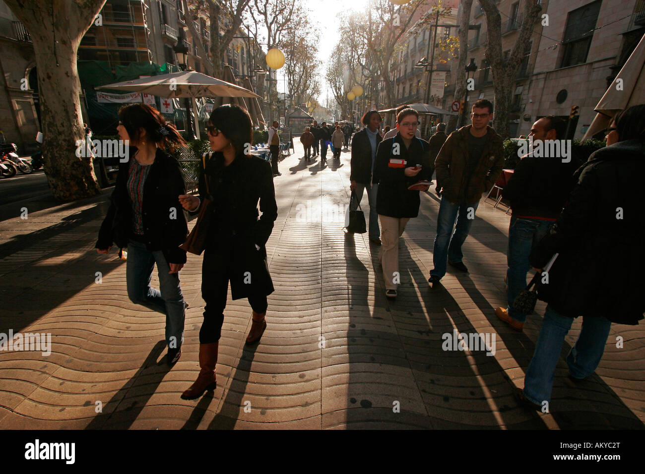 La Rambla, busy street in central Barcelona, Spain Stock Photo - Alamy
