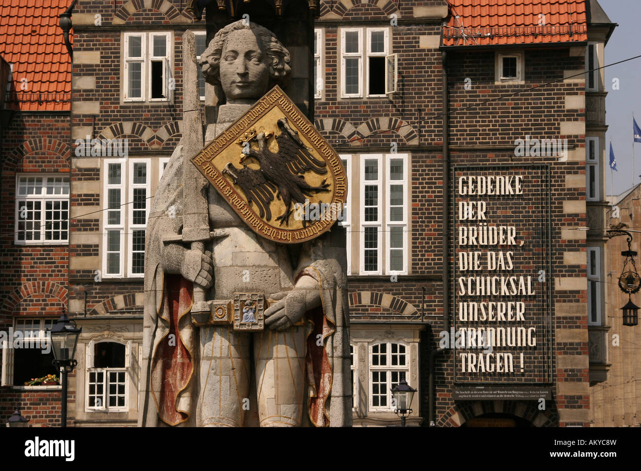 Roland statue, centre point and landmark of Bremen, Germany, Europe ...