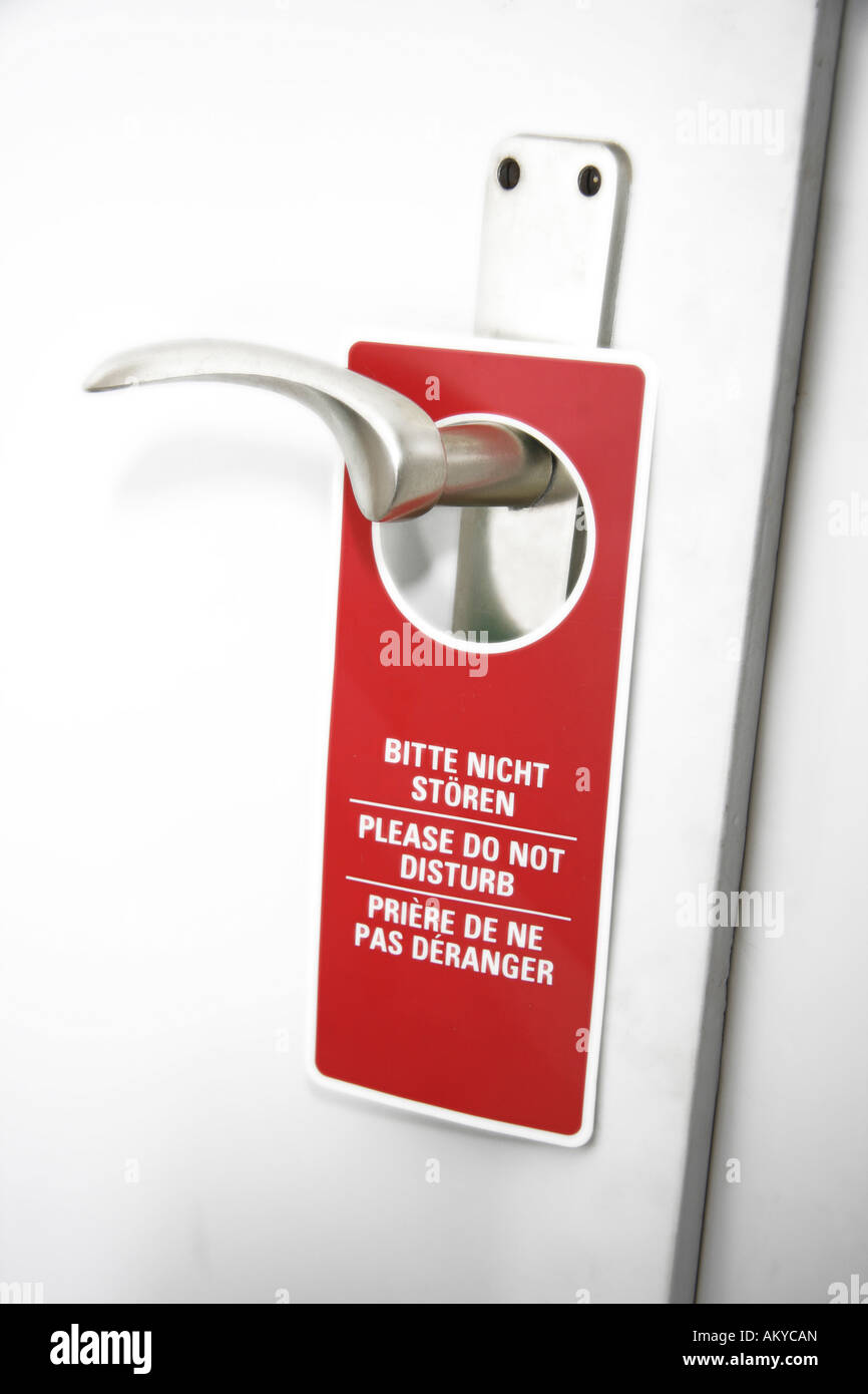 Please do not disturb sign on door handle, close-up Stock Photo - Alamy