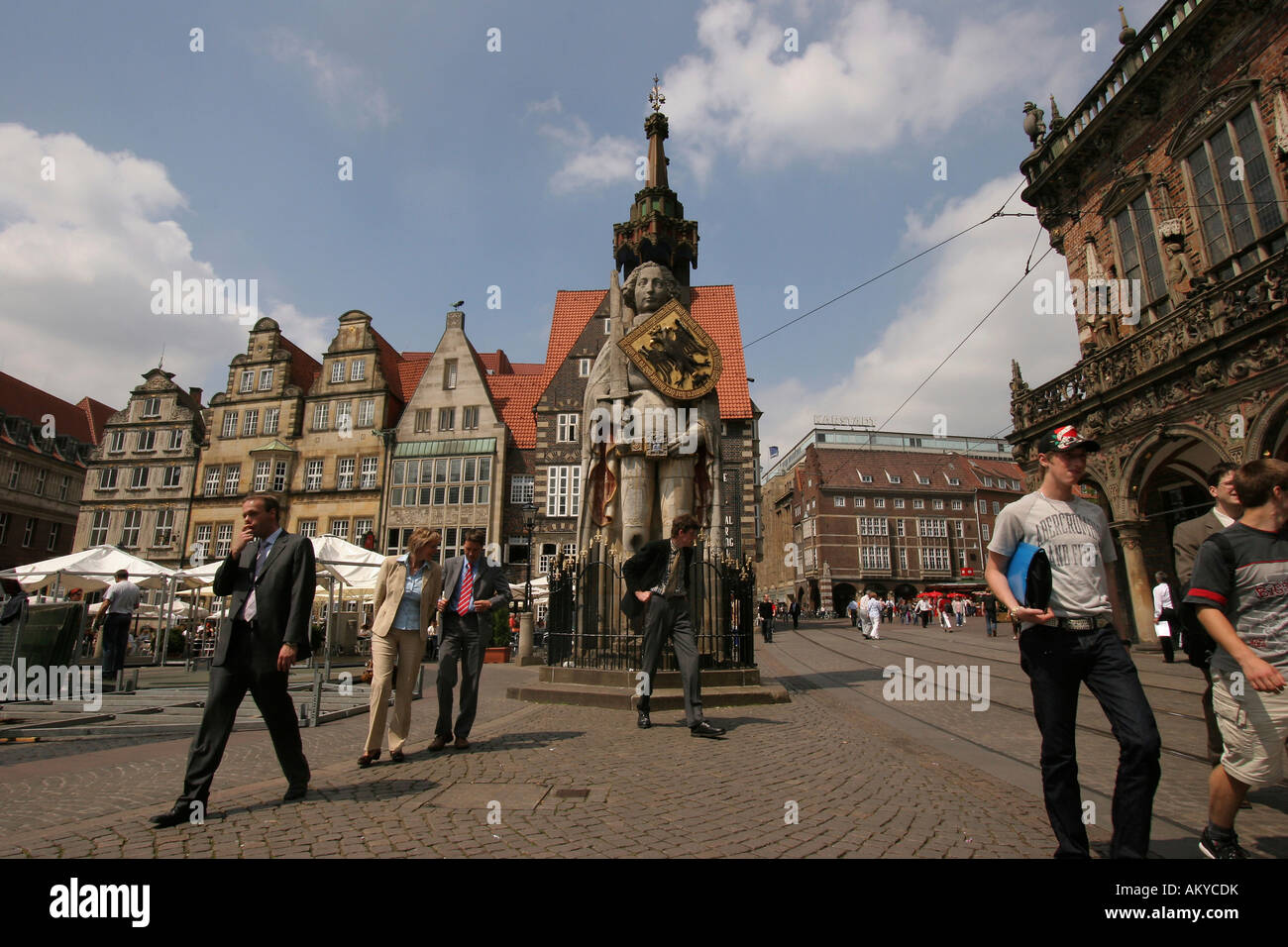 Gabled houses and roland statue hi-res stock photography and images - Alamy