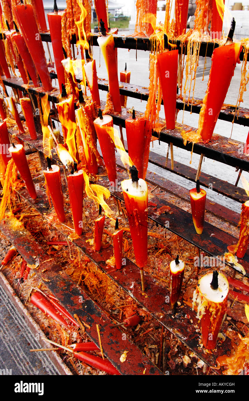 Candles at the statue of Samantabhadra, Mount Emei near Chengdu, China ...