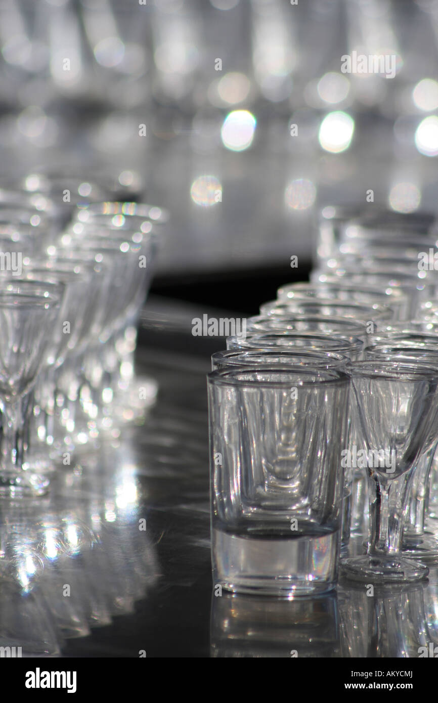 Empty shot glasses, close-up Stock Photo - Alamy