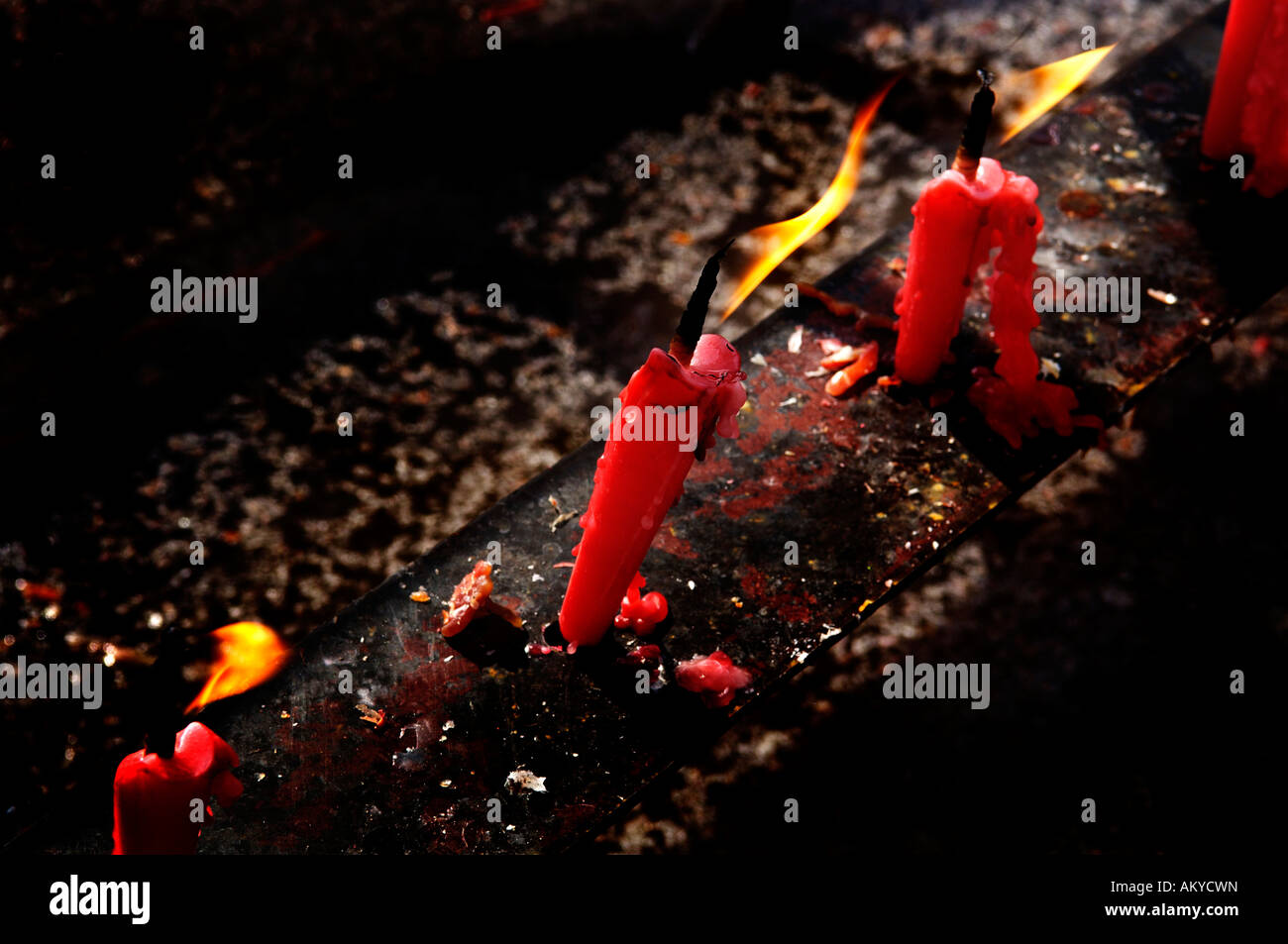 Candles at the statue of Samantabhadra, Mount Emei near Chengdu, China ...