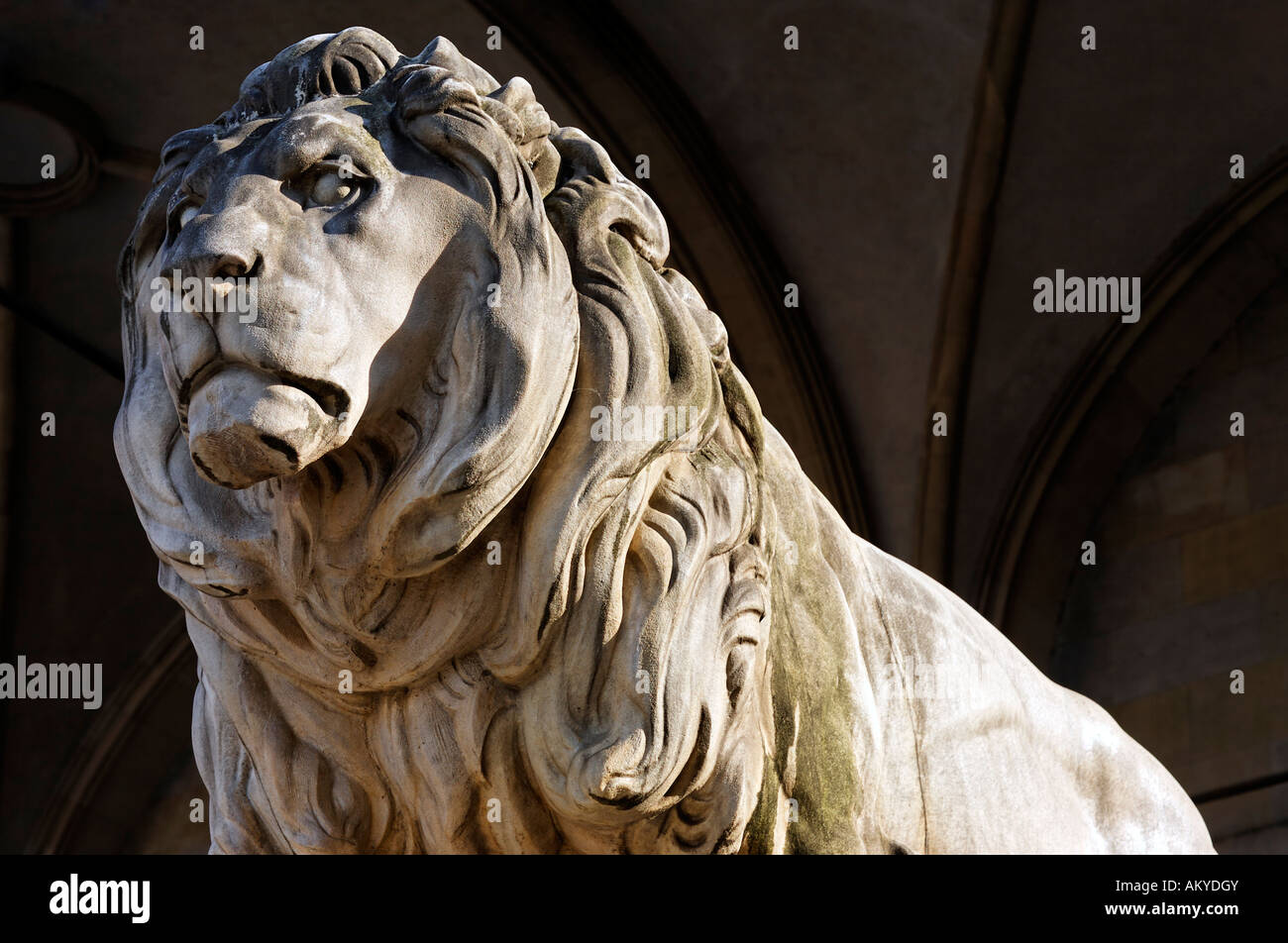 Bavarian lion in front of the Feldherrnhalle at the Odeonsplatz in ...