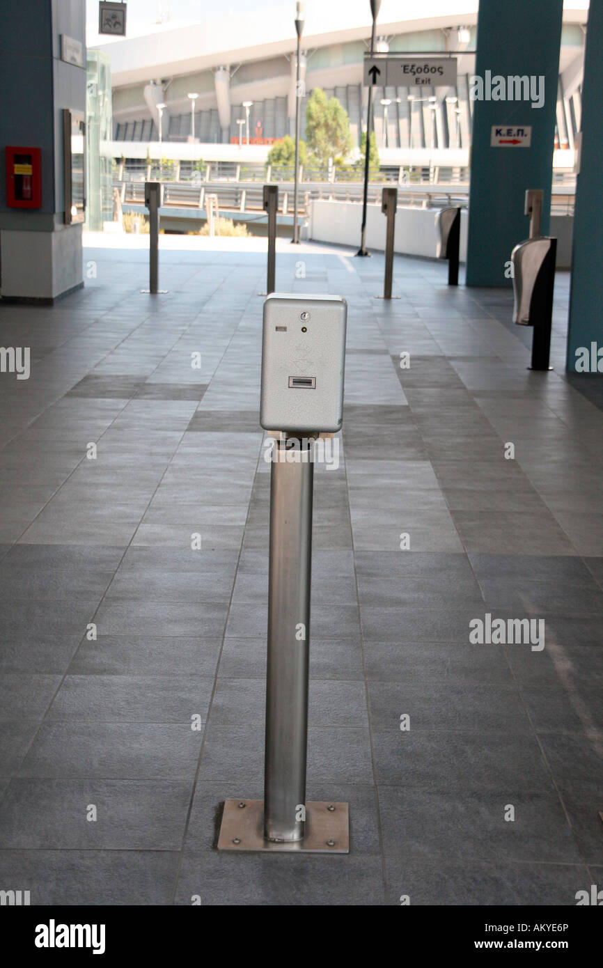 ticket checking machine at train station in piraeus athens greece Stock ...