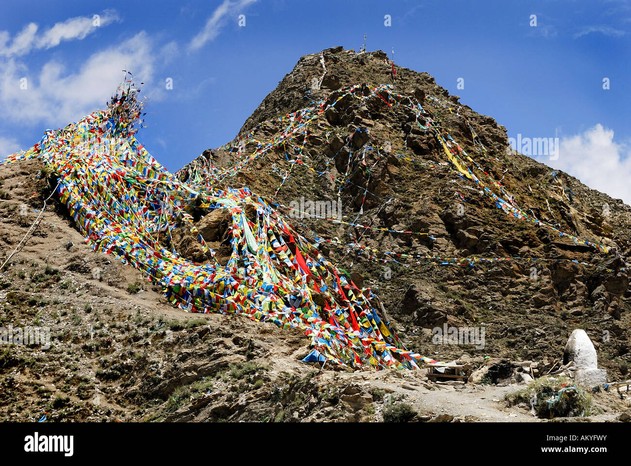 Prayer flags, Yumbulagang fort near Lhasa, Tibet, Asia Stock Photo - Alamy