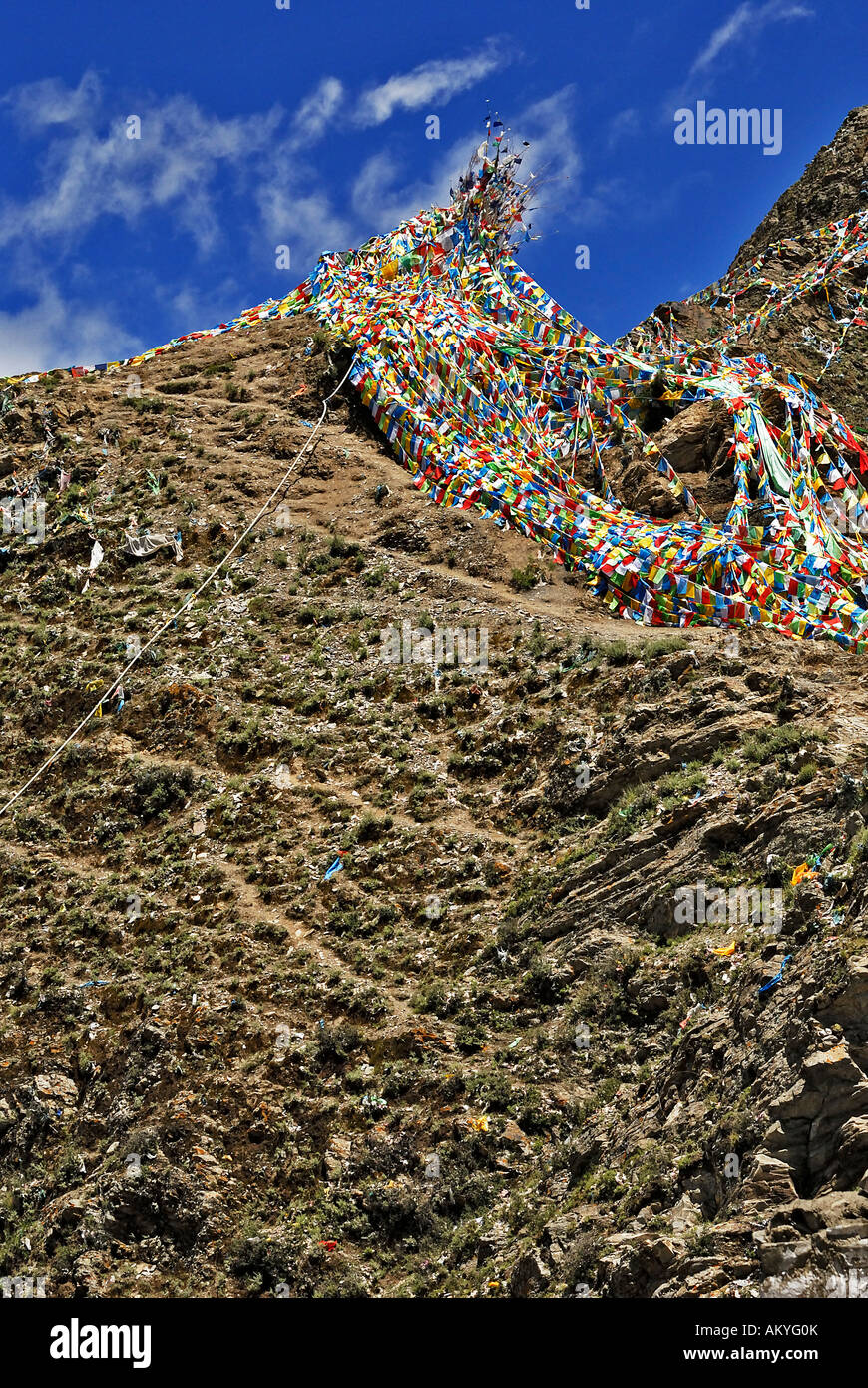 Prayer flags, Yumbulagang fort near Lhasa, Tibet, Asia Stock Photo - Alamy