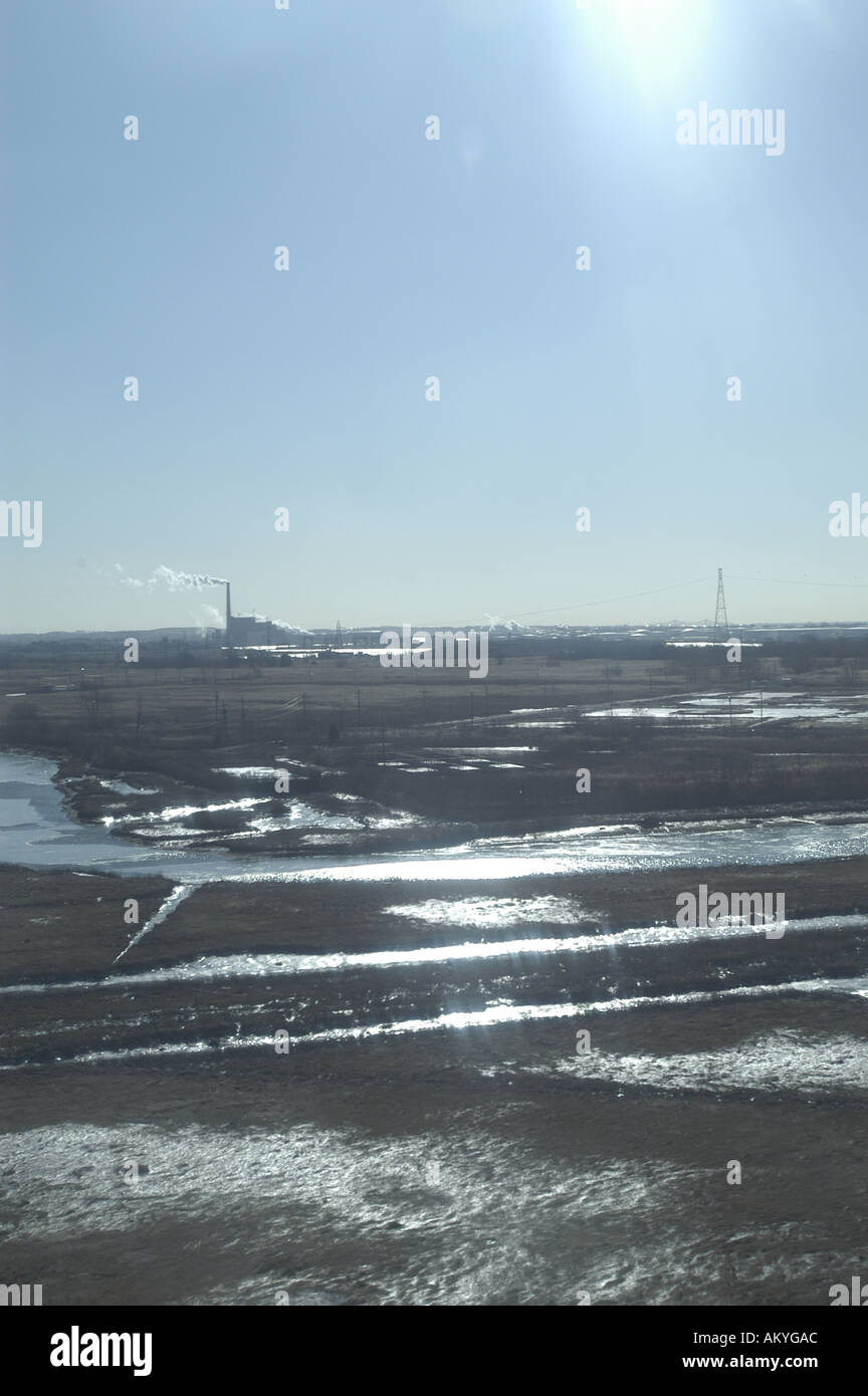 river nature landscape marsh refelction sunshine winter cold temperate ...