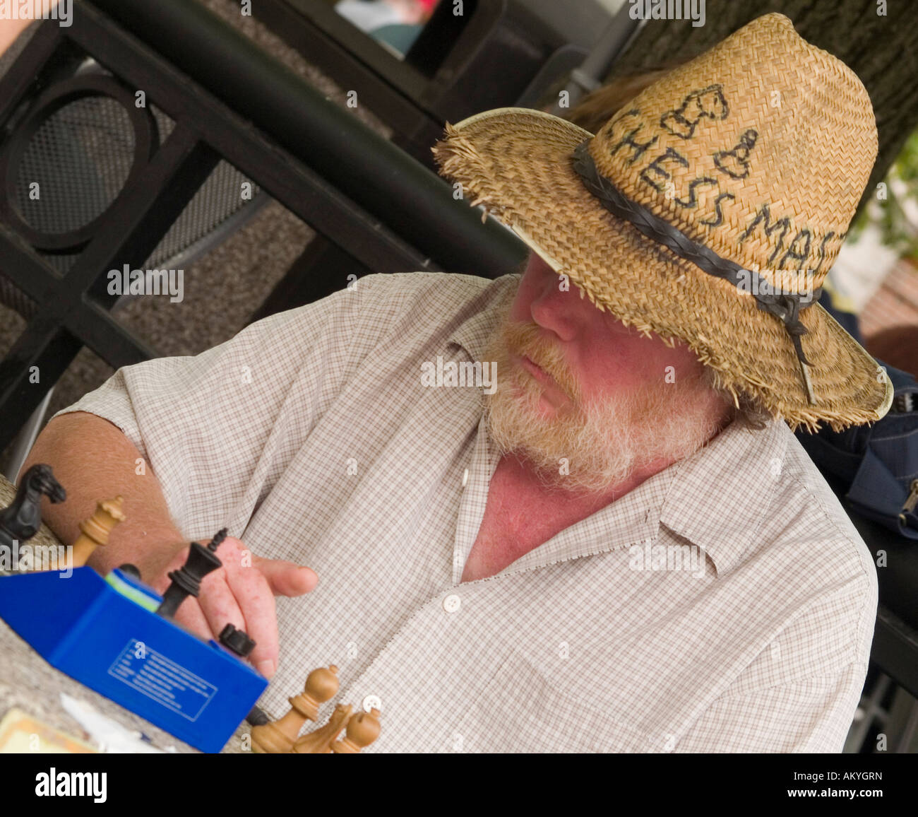 The Chessmaster concentrates on his game in Harvard Square, Cambridge ...