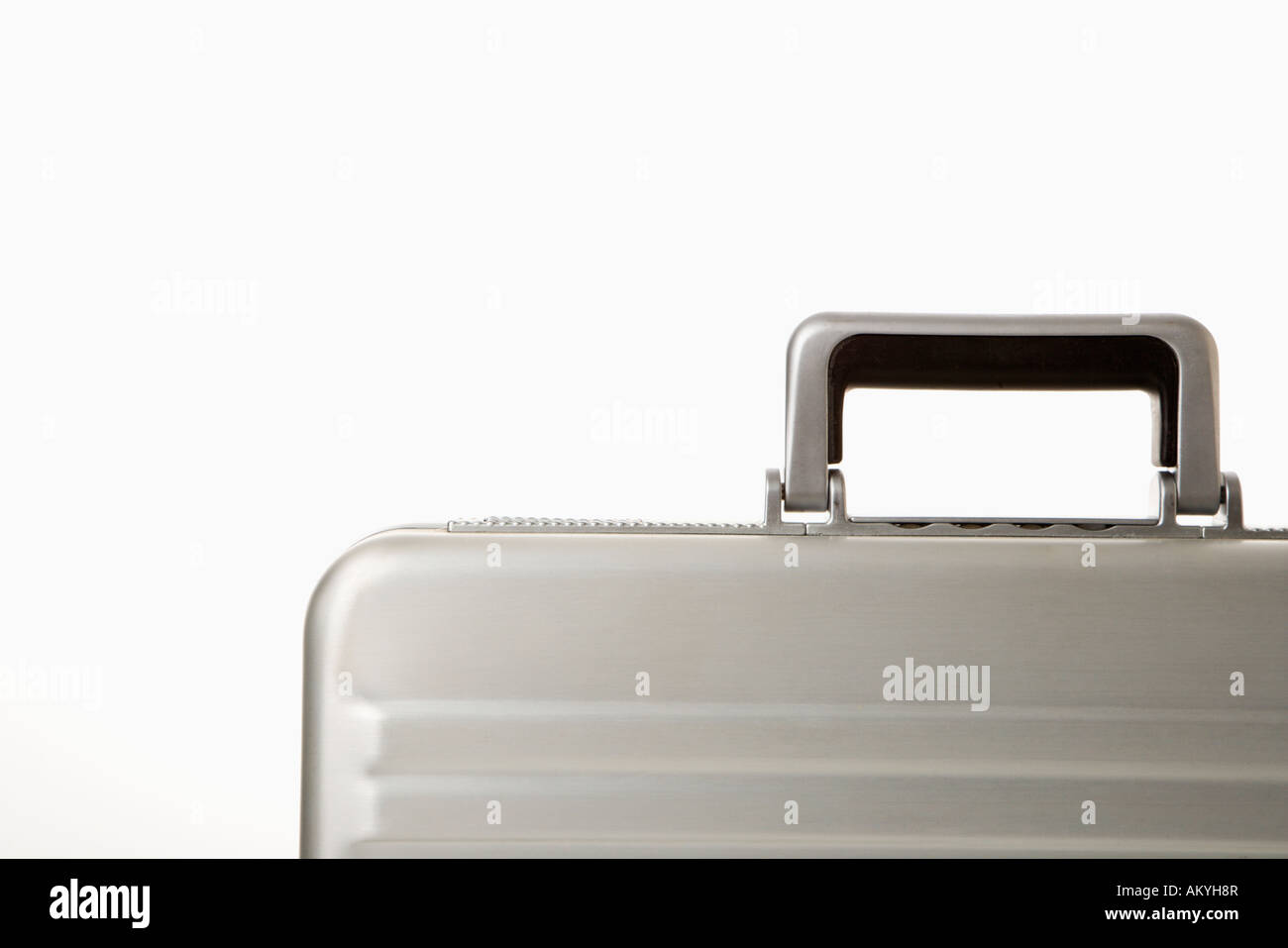 Detail of handle on silver briefcase Stock Photo - Alamy